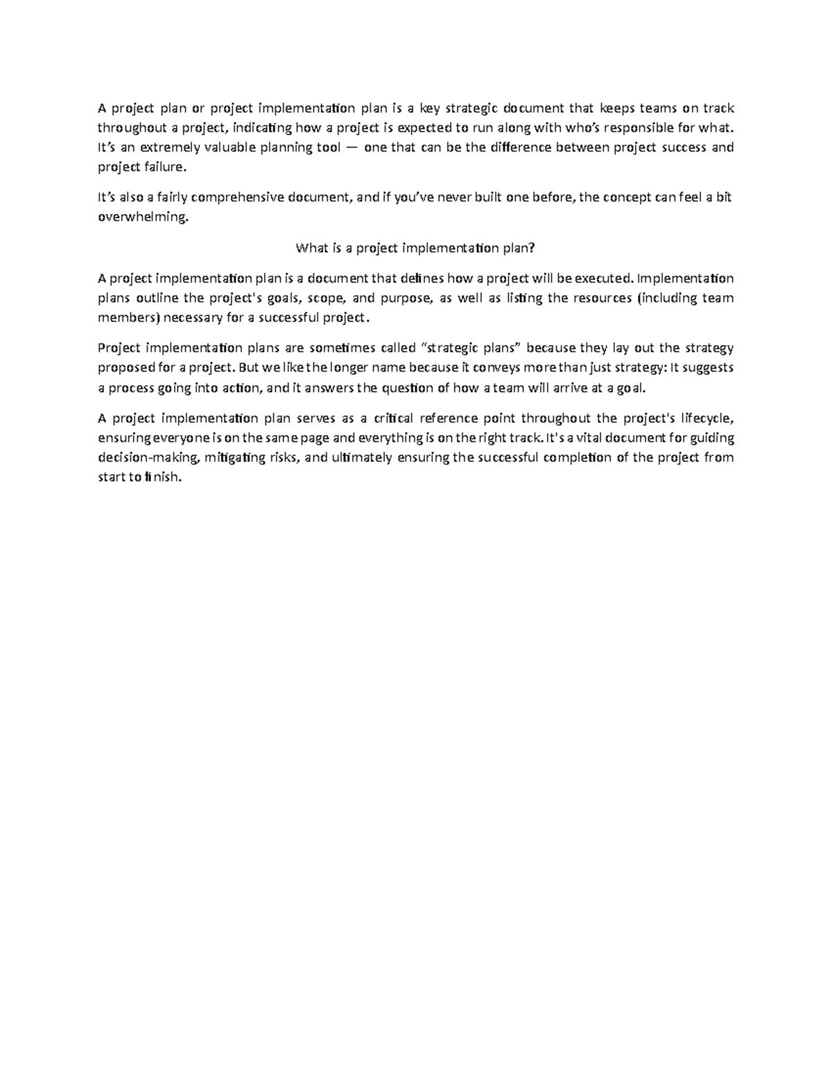 Project Implementation - It’s an extremely valuable planning tool — one ...