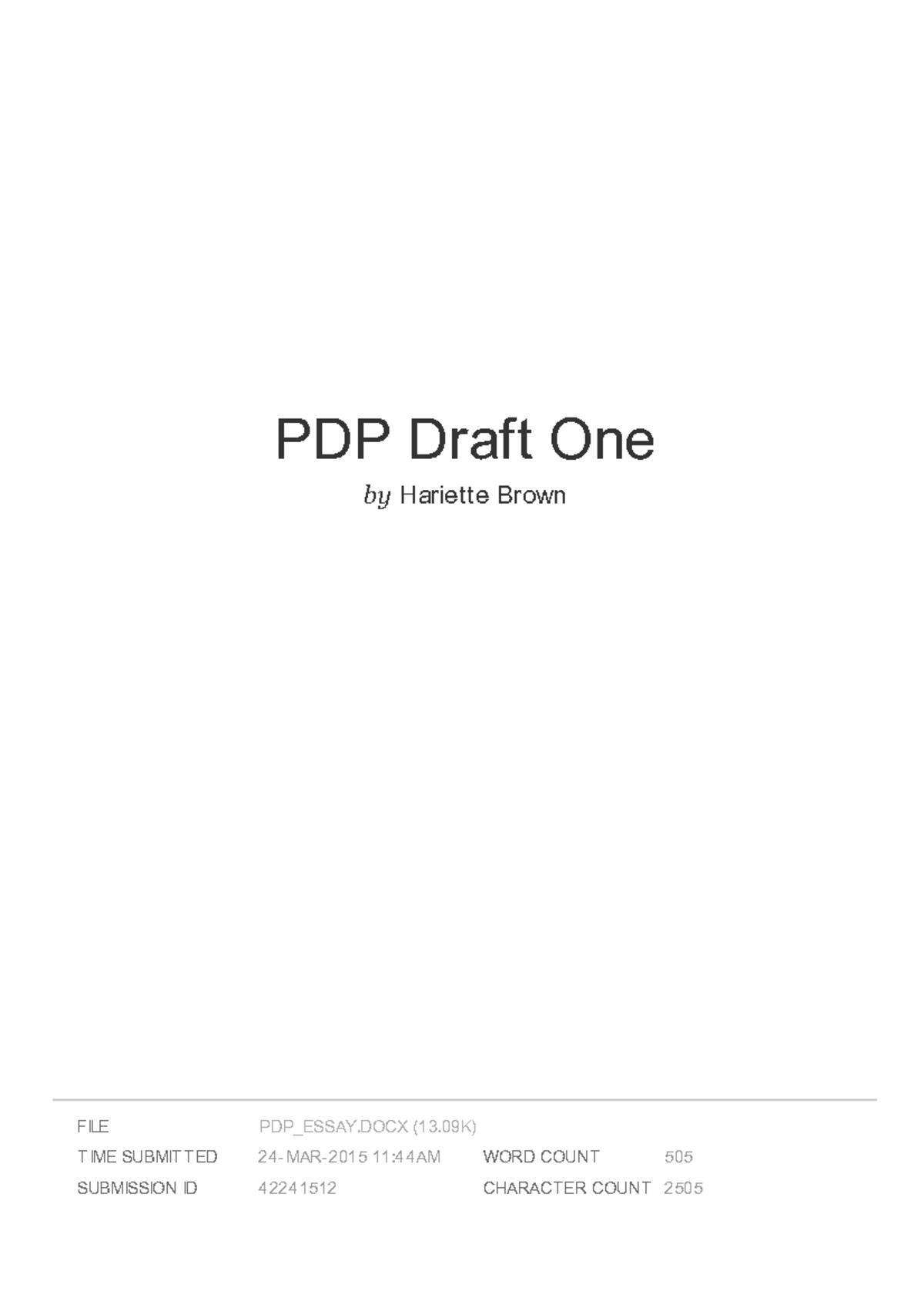 PDP Draft One - Grade: Pass - PDP Draft One by Hariette Brown FILE PDP ...