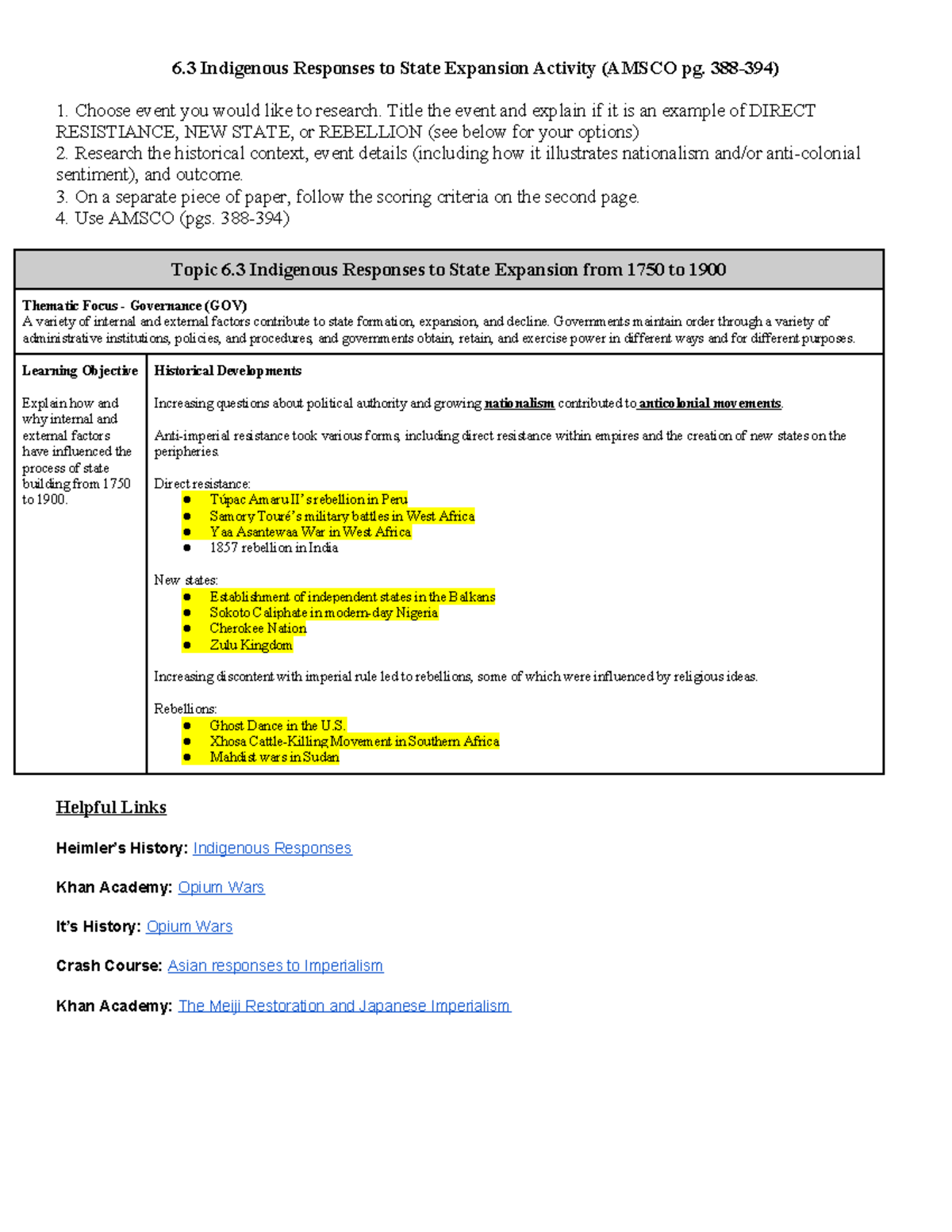 6.3 Indigenous Responses to State Expansion Activity -1 - 388-394) 1 ...