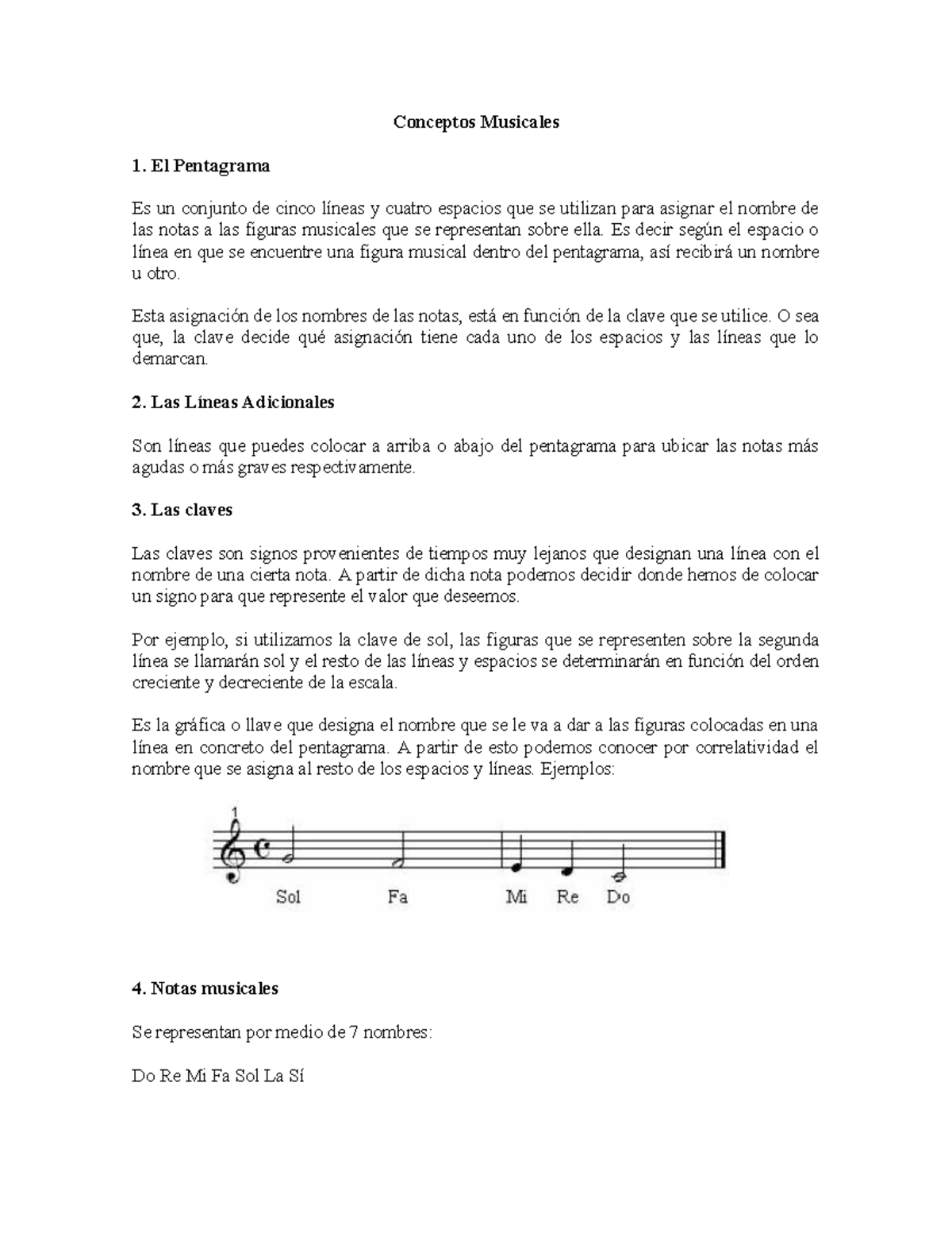 Teoria Musical Primera Unidad. - Conceptos Musicales 1. El Pentagrama ...