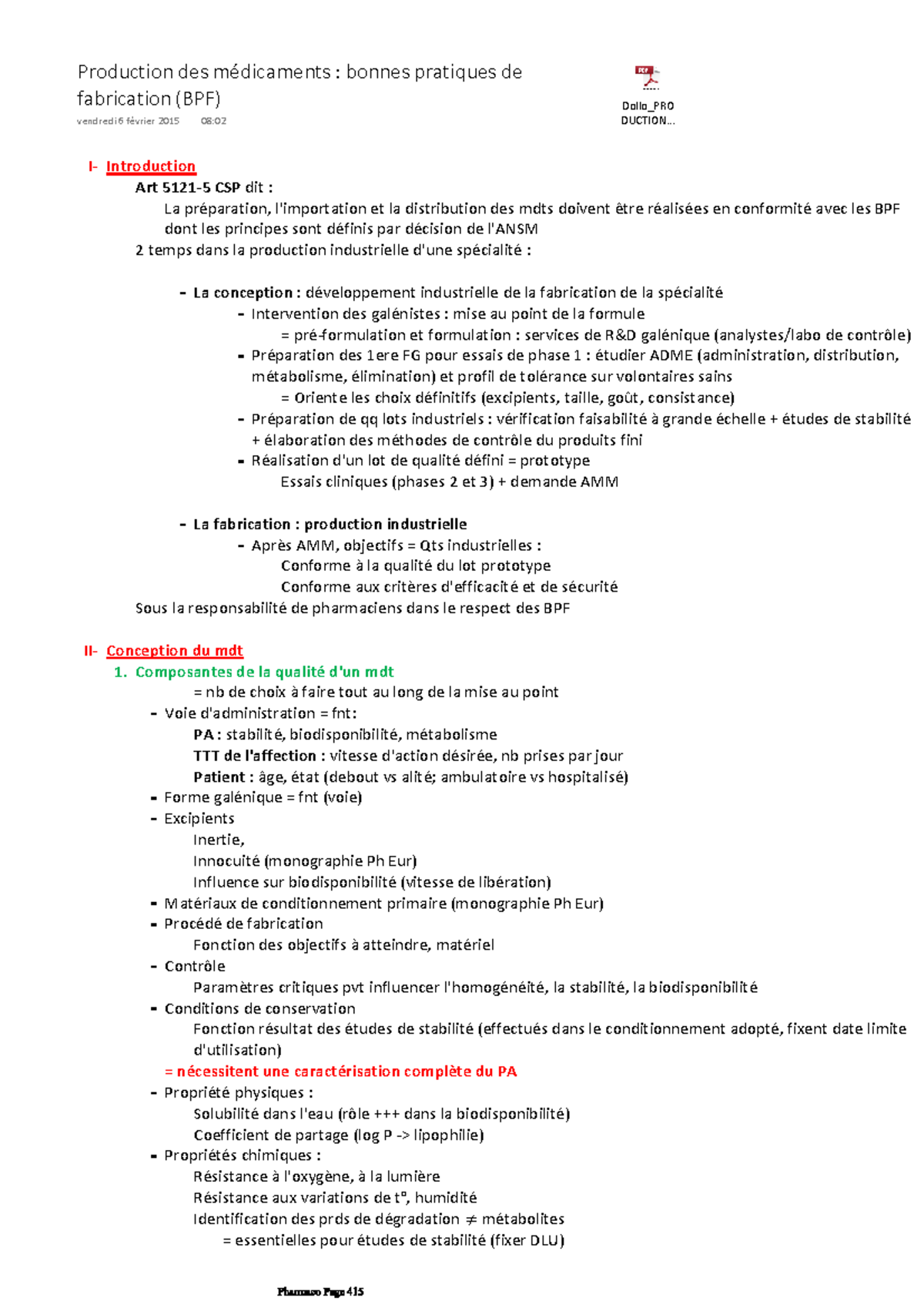 5 production des medicaments bonnes pratiques de fabrication (BPF) - La ...