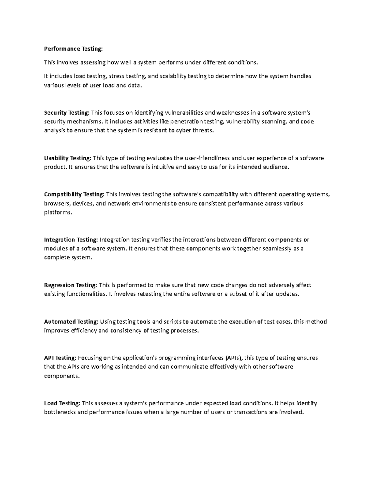 Advanced Test - Performance Testing: This involves assessing how well a ...