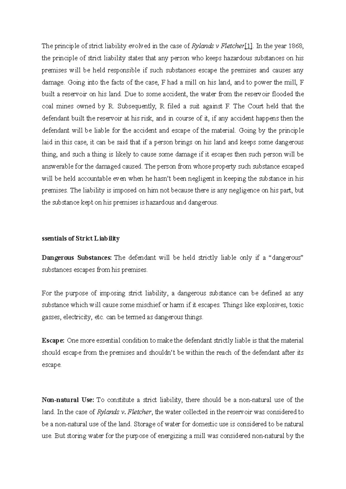 Strict and absolute - The principle of strict liability evolved in the ...