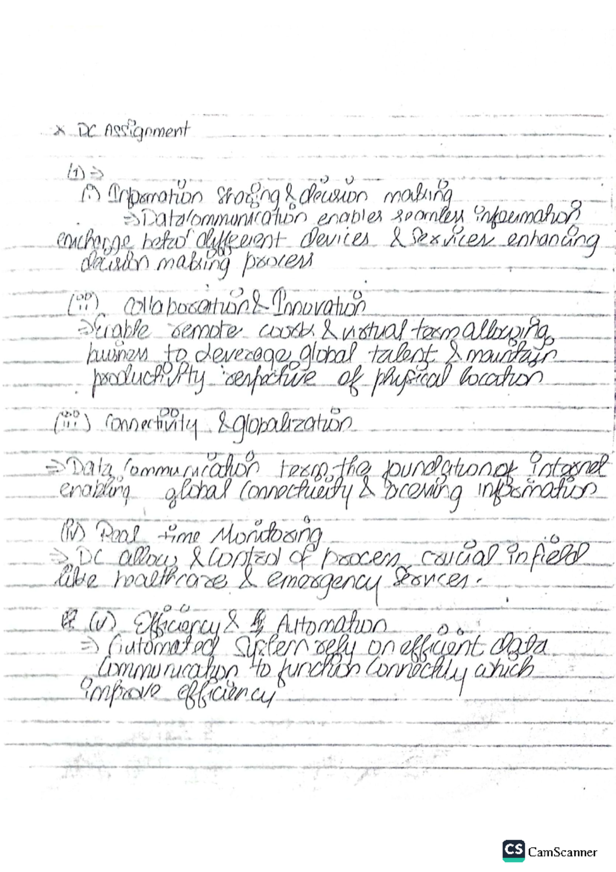 Tutorial 1 - DC Assignment (1) (i) Information shoring l decision making Datarommunication ...