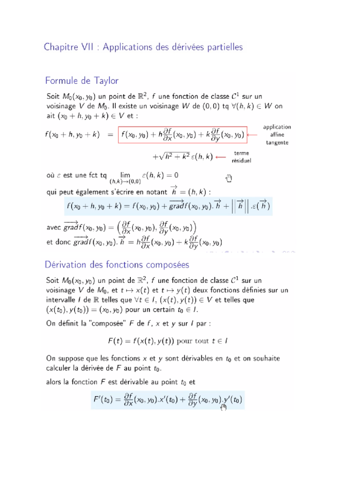 Application des dérivées partielles - Mathématiques - Studocu