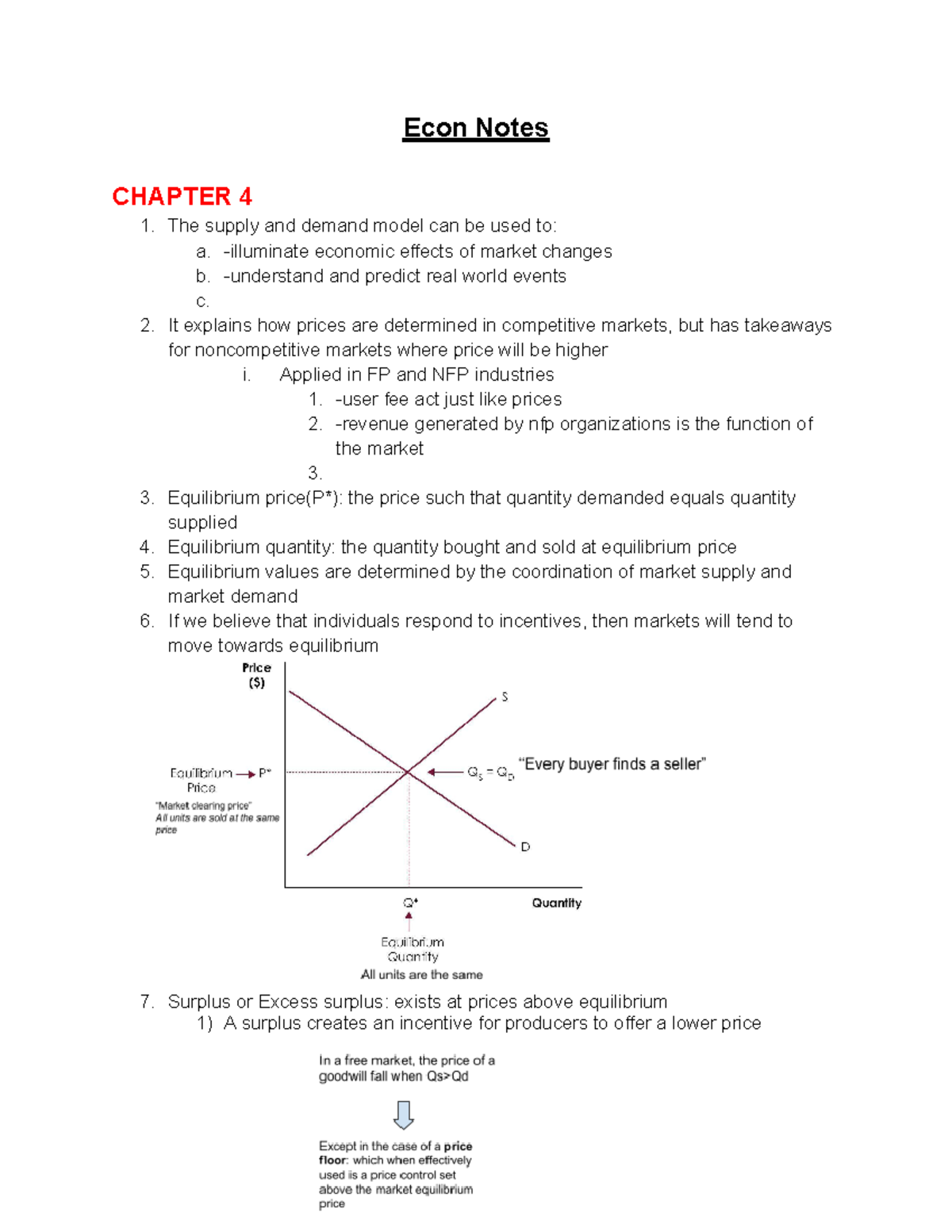 ECON Final study guide - Econ Notes CHAPTER 4 The supply and demand ...