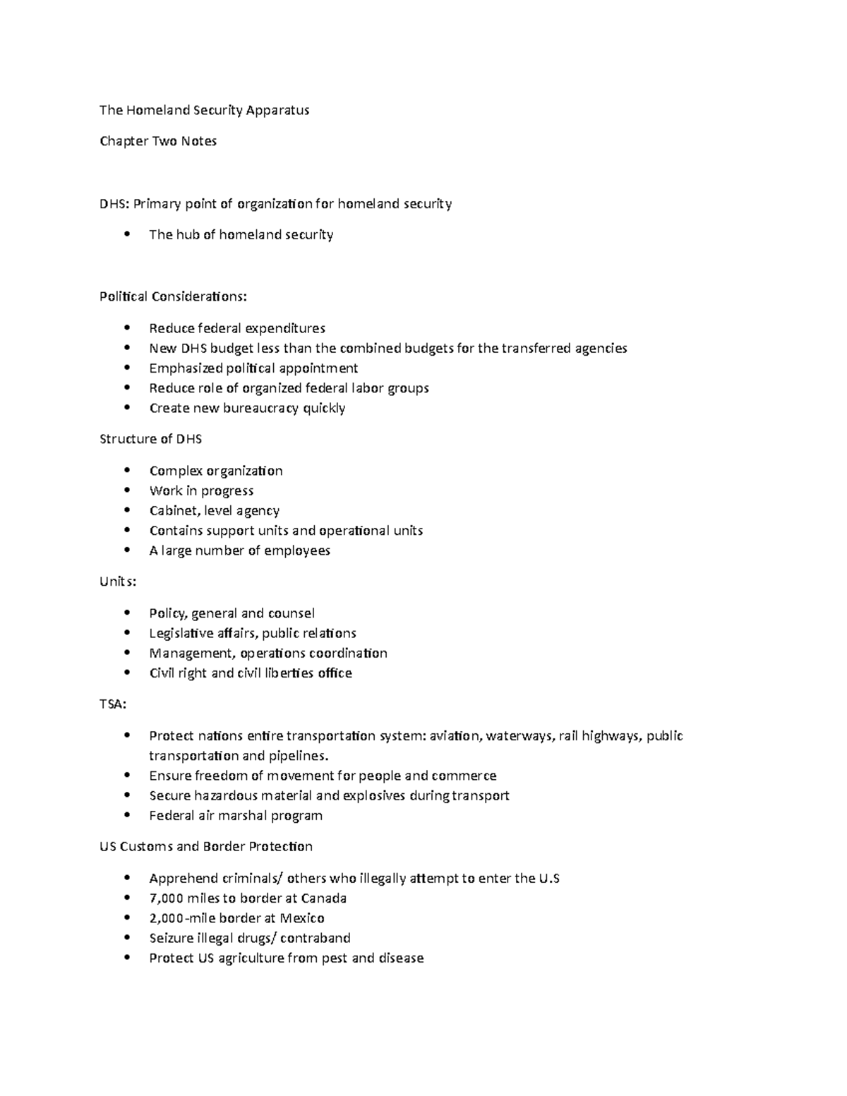 Chapter Two Notes - Lecture Two - The Homeland Security Apparatus ...