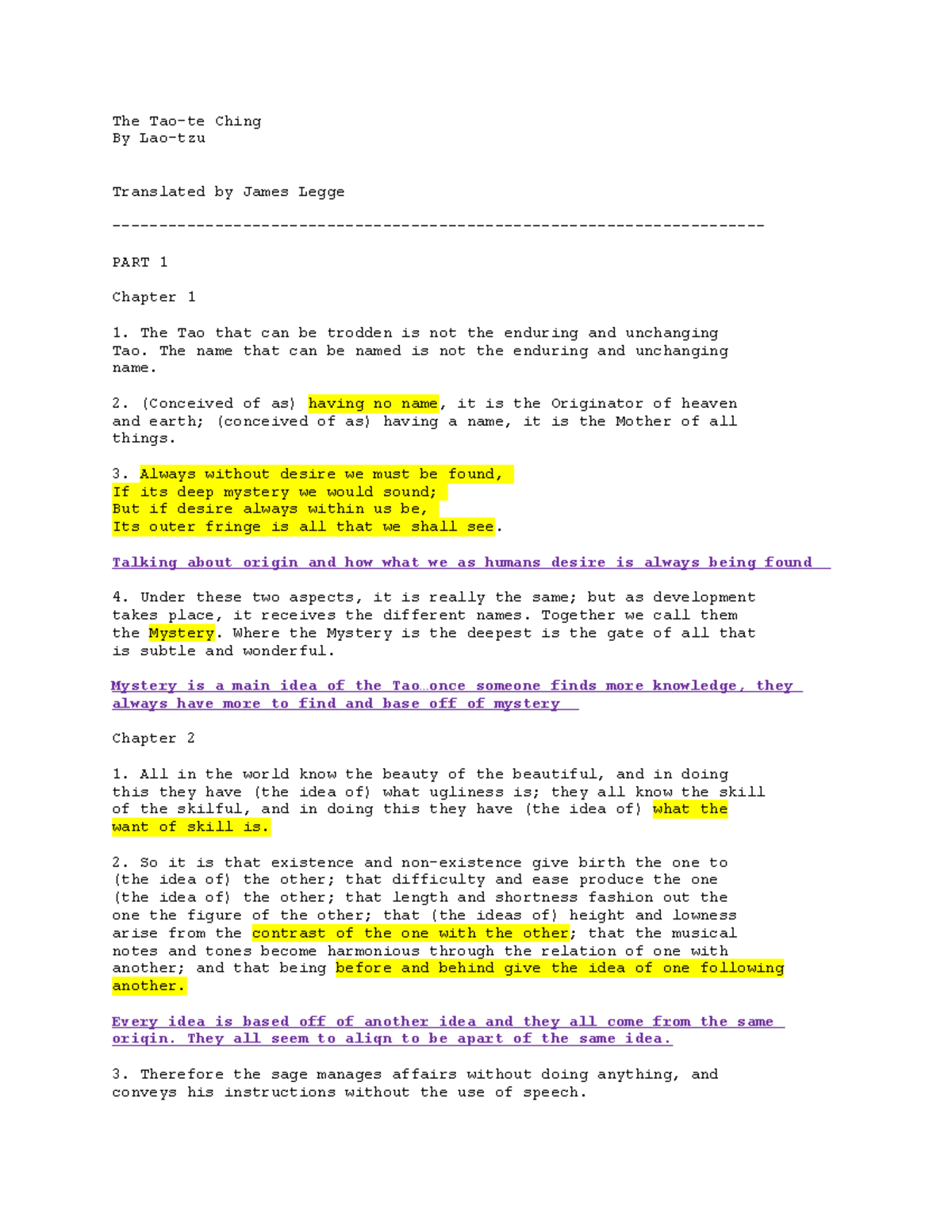 The Tao - ANSWERS AND CAN USE TO LOOK AT OR USE - The Tao-te Ching By ...