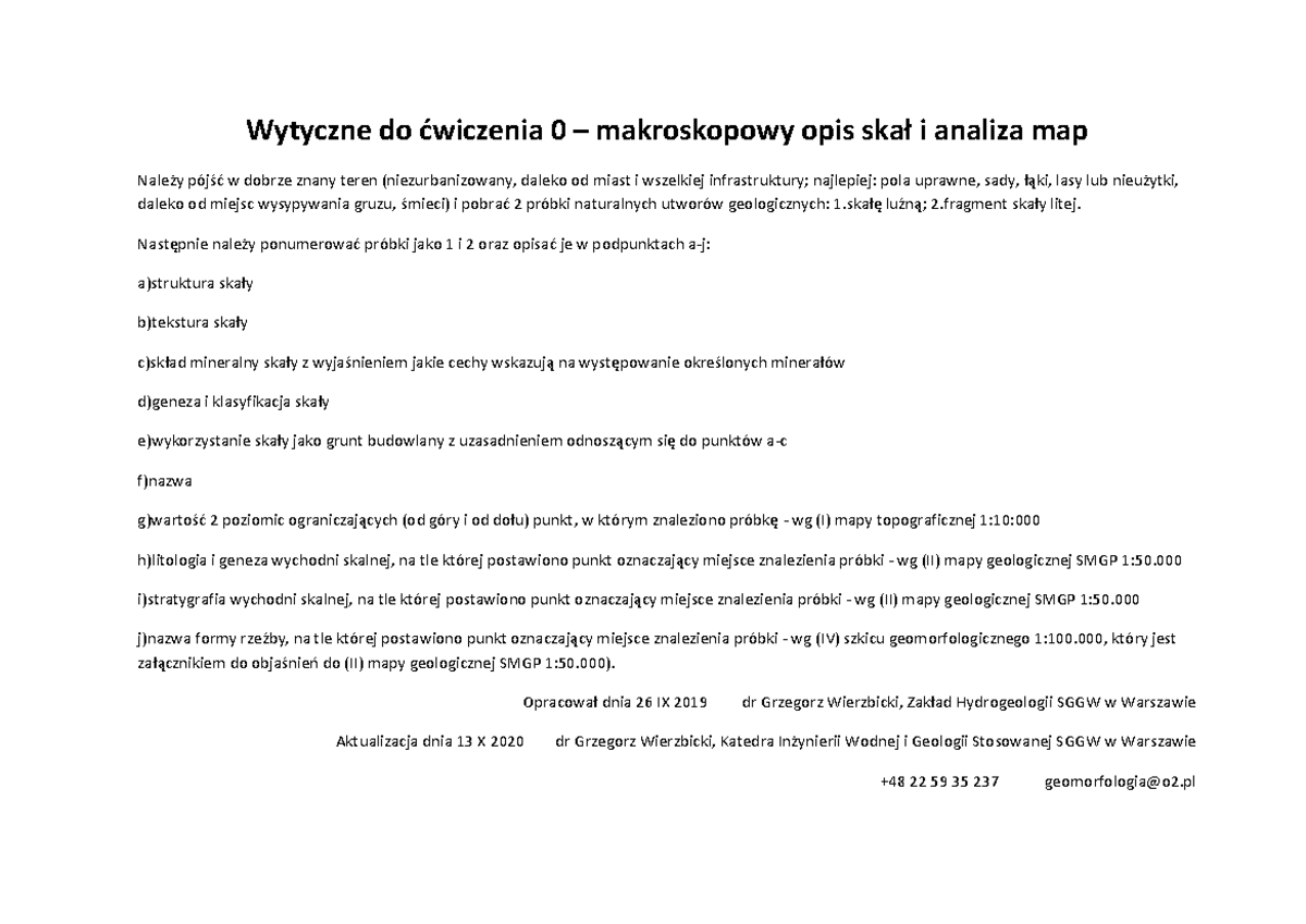 Cw0 skaly Mapy - Wytyczne do ćwiczenia 0 – makroskopowy opis skał i ...