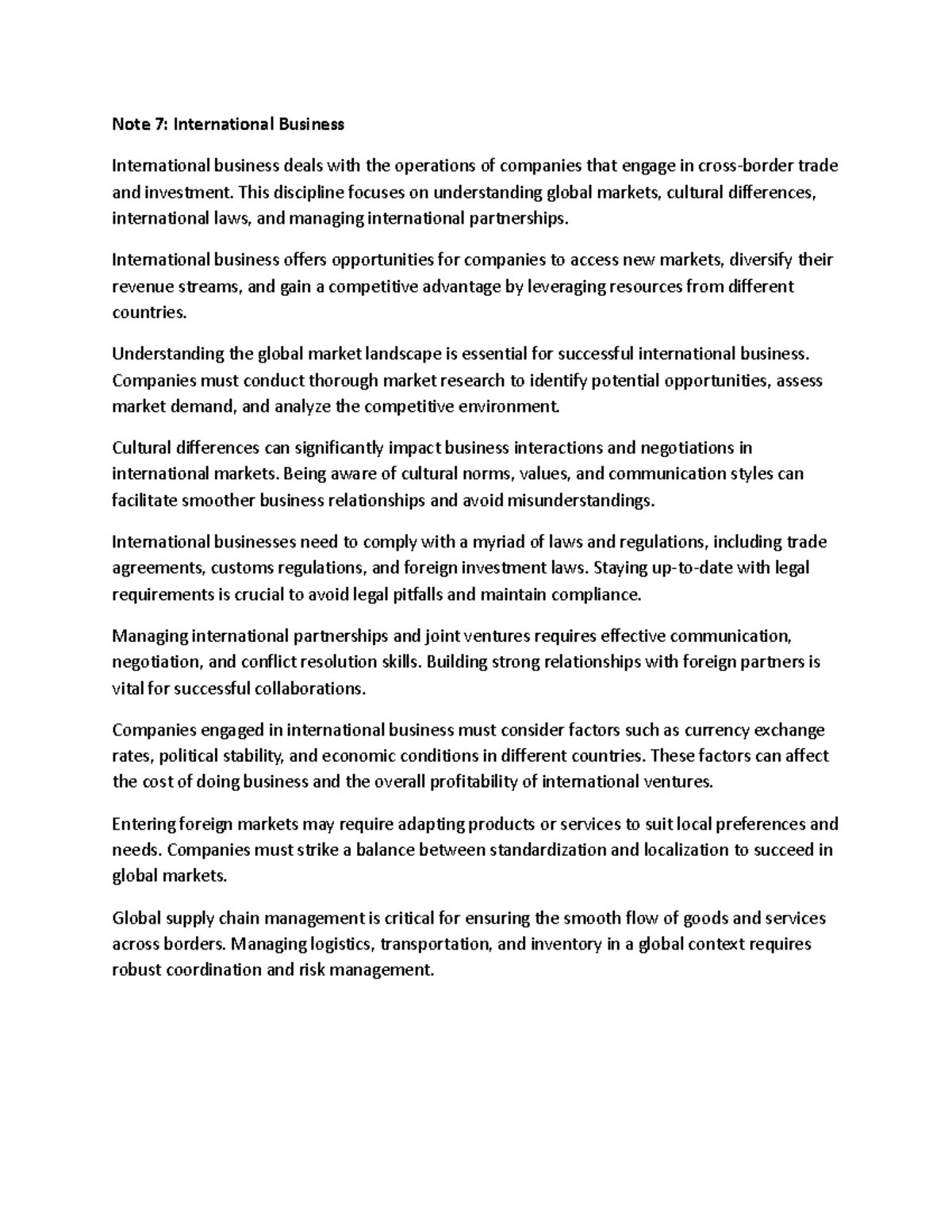 Note 7 - Summary on business principles disciplines. - Information ...