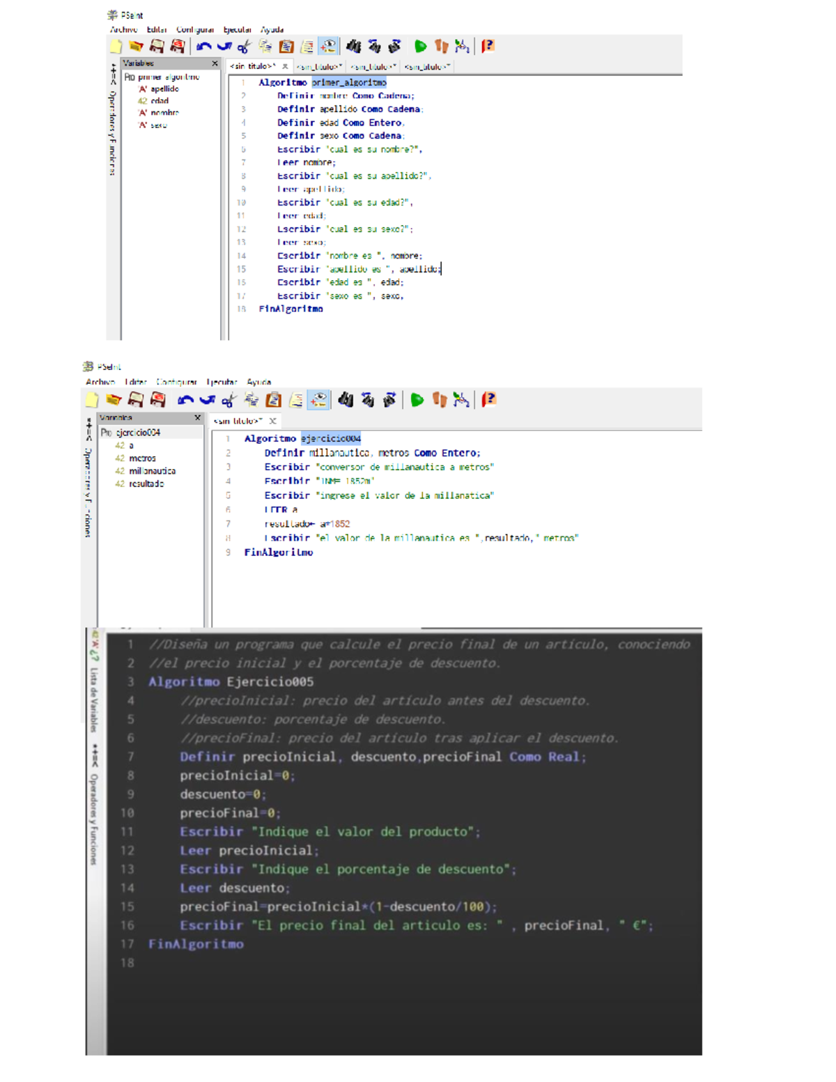 PSEINT ejercicios - Principios de algoritmos - Studocu