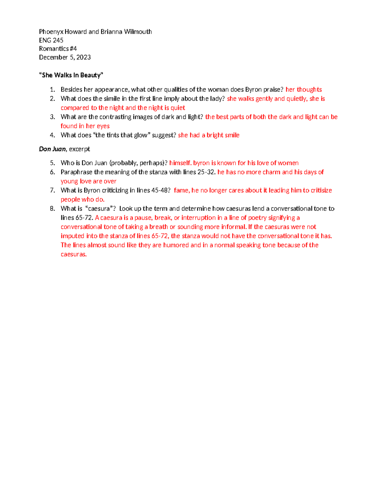 Assignment 4. Byron - Romantics poets - Phoenyx Howard and Brianna ...