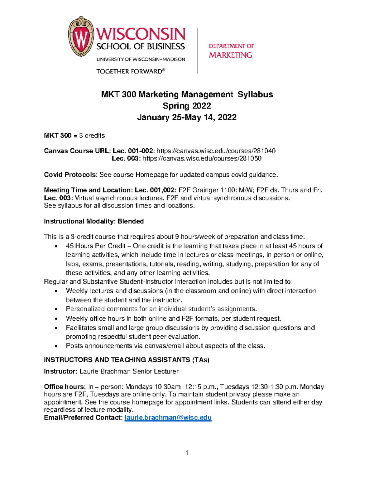 MKT 300 Syllabus and notes - MKT 300 Marketing Management Syllabus ...