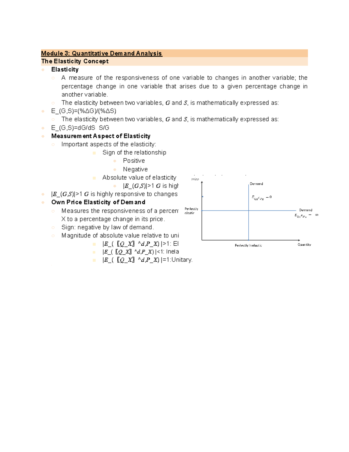 ECON 4 - notes - Module 3: Quantitative Demand Analysis The Elasticity ...