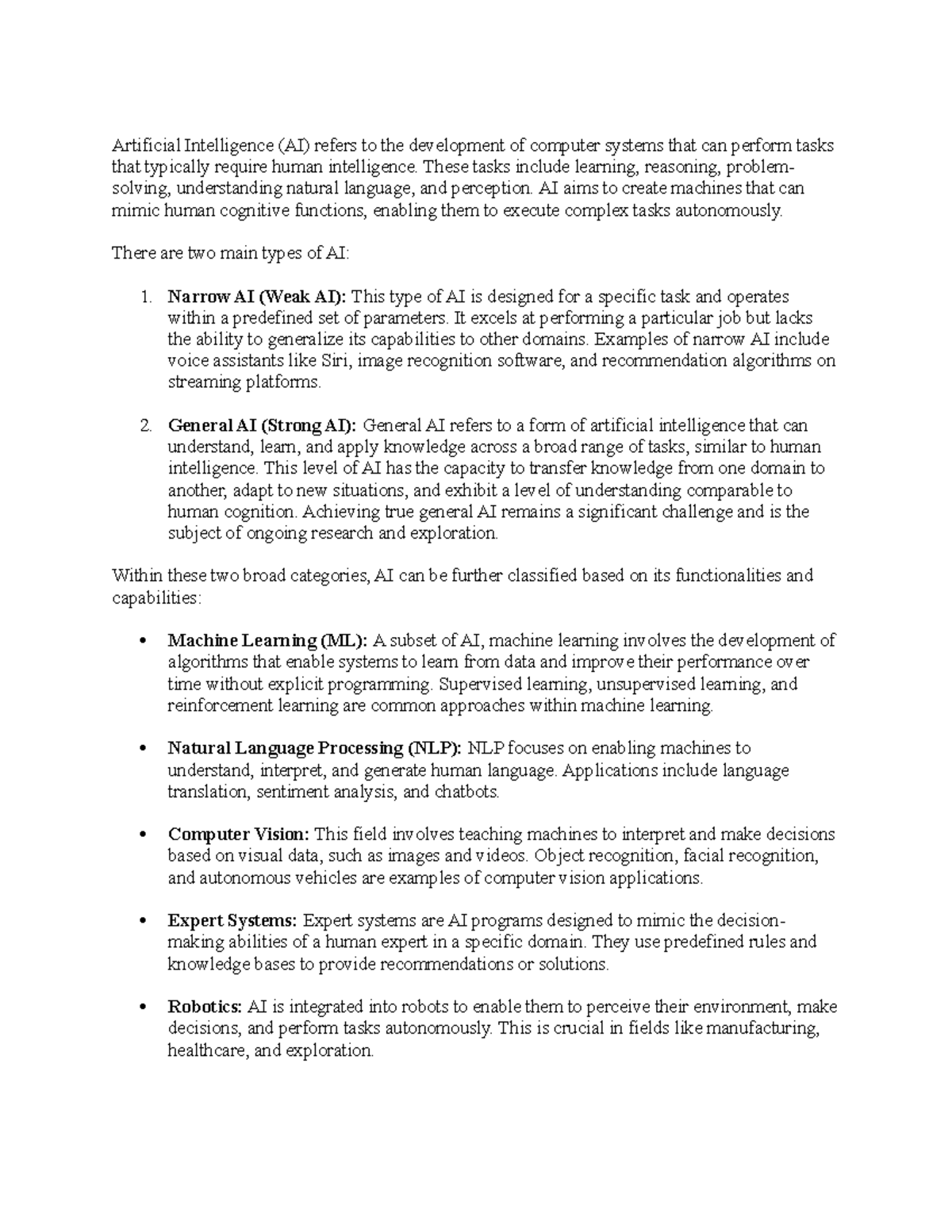 Artificial Intelligence - These tasks include learning, reasoning ...