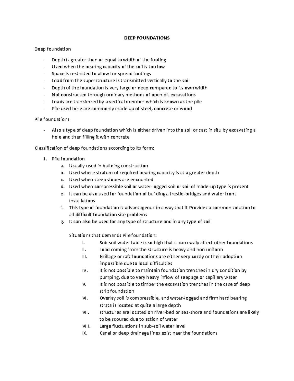 Deep Foundations - DEEP FOUNDATIONS Deep foundation Depth is greater ...