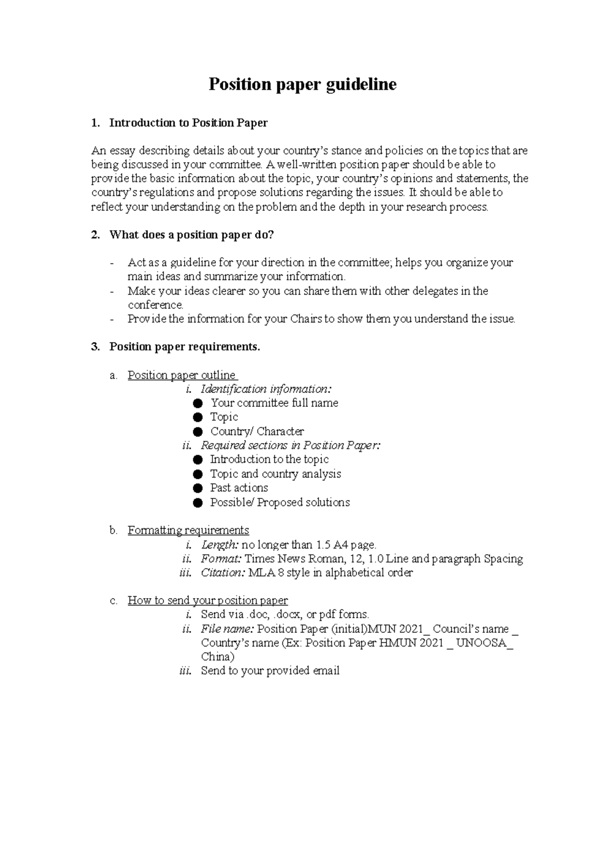 How to write a Position Paper - Position paper guideline Introduction ...