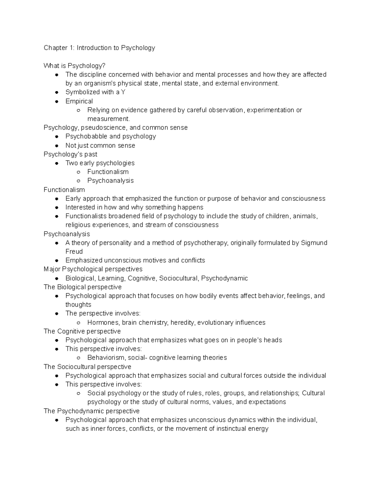 Psych Final Review - Chapter 1: Introduction to Psychology What is ...