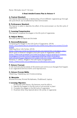 Module 1- lesson 1.2 - science - Name: Kimberly O. Mantos Date: October ...