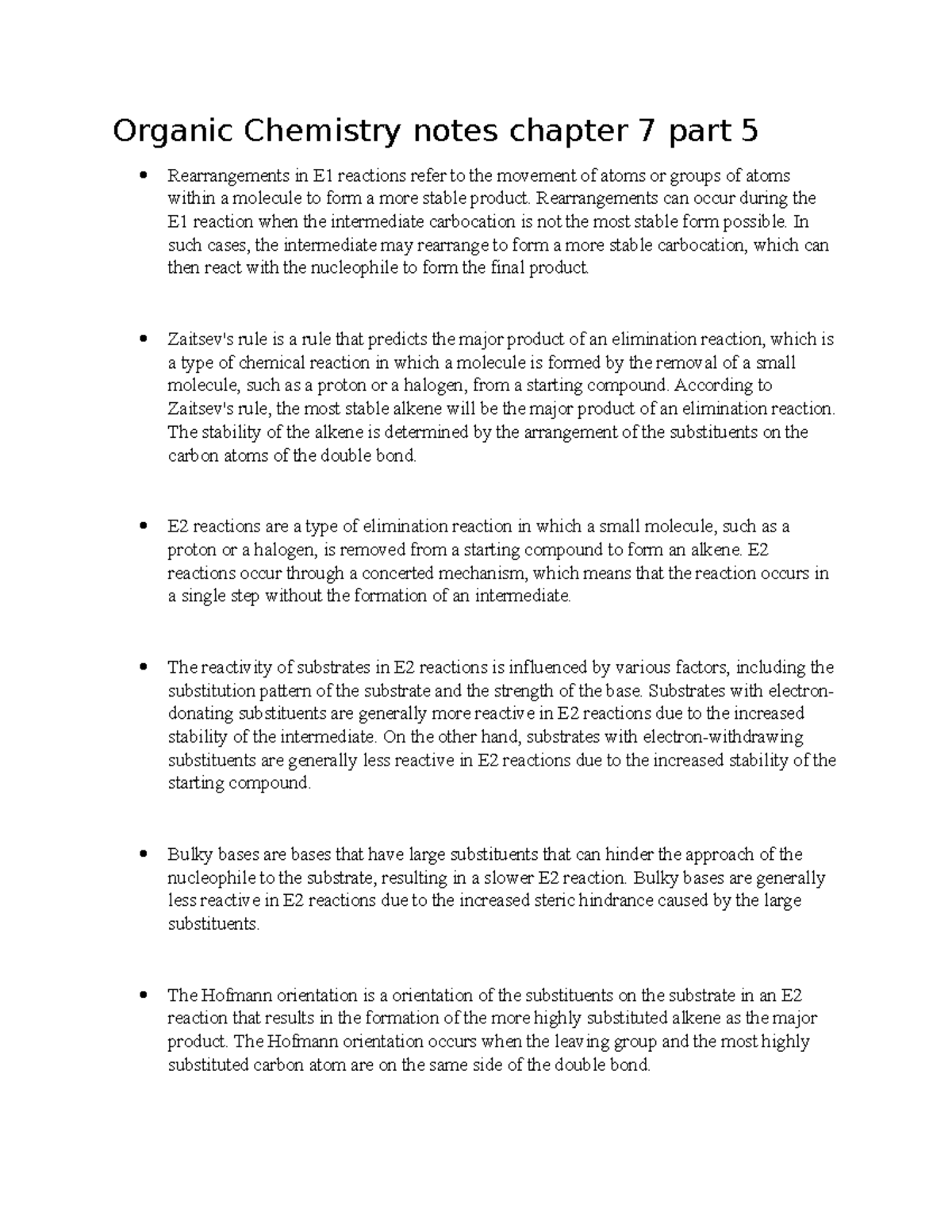 Organic Chemistry notes chapter 7 part 5 - Rearrangements can occur ...