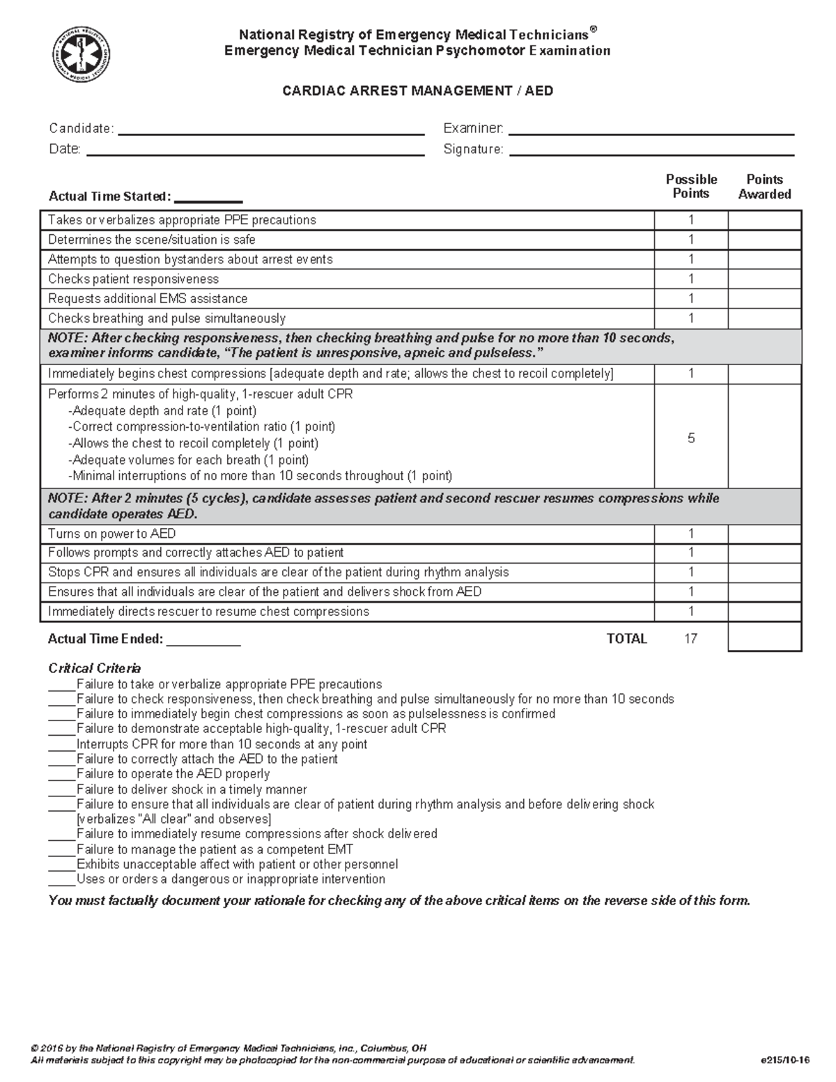 E215 AED and CPR - National Registry of Emergency Medical Technicians ...