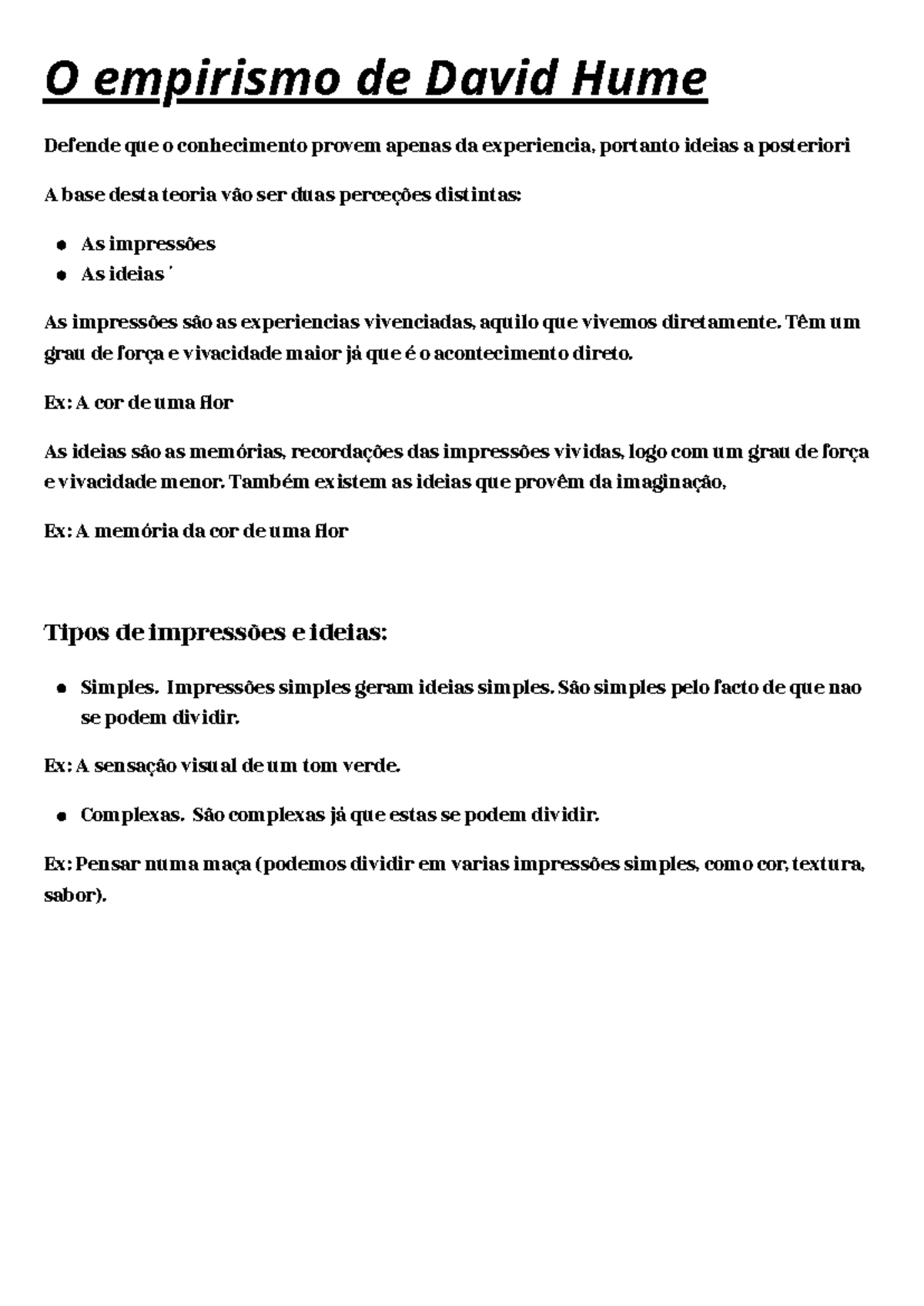 O empirismo de David Hume - O empirismo de David Hume Defende que o ...