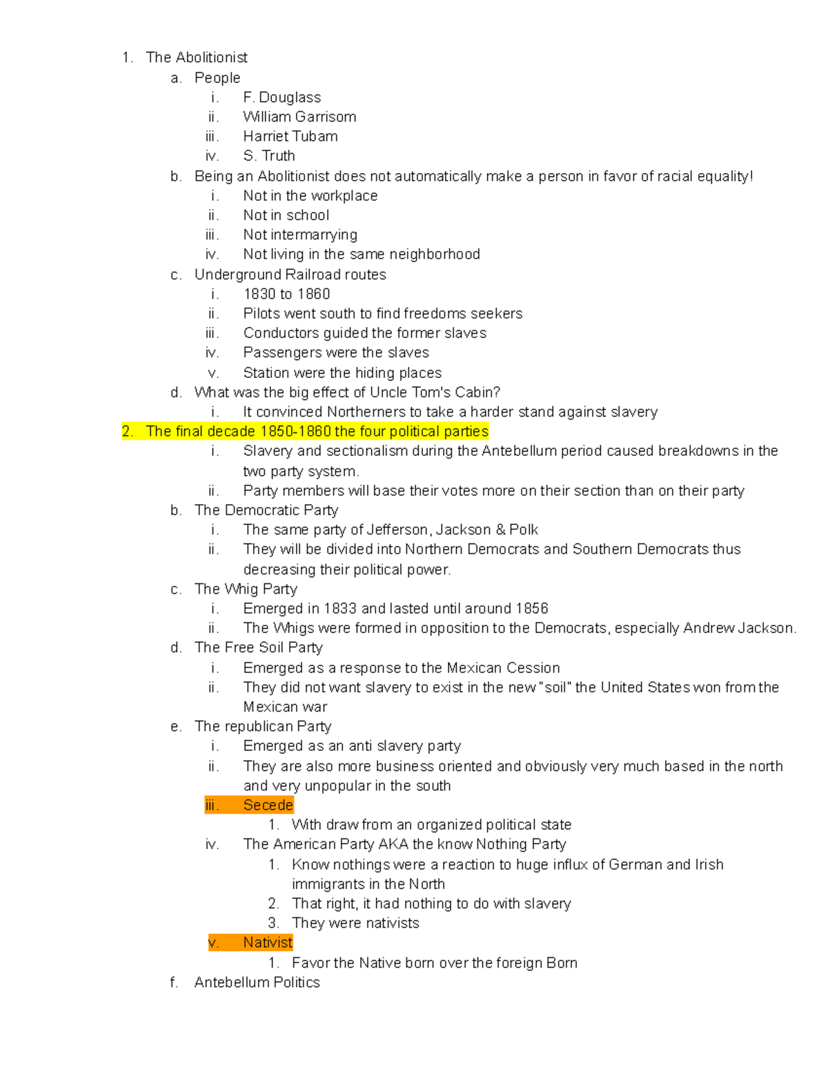 10 years before civil war - The Abolitionist a. People i. F. Douglass ...