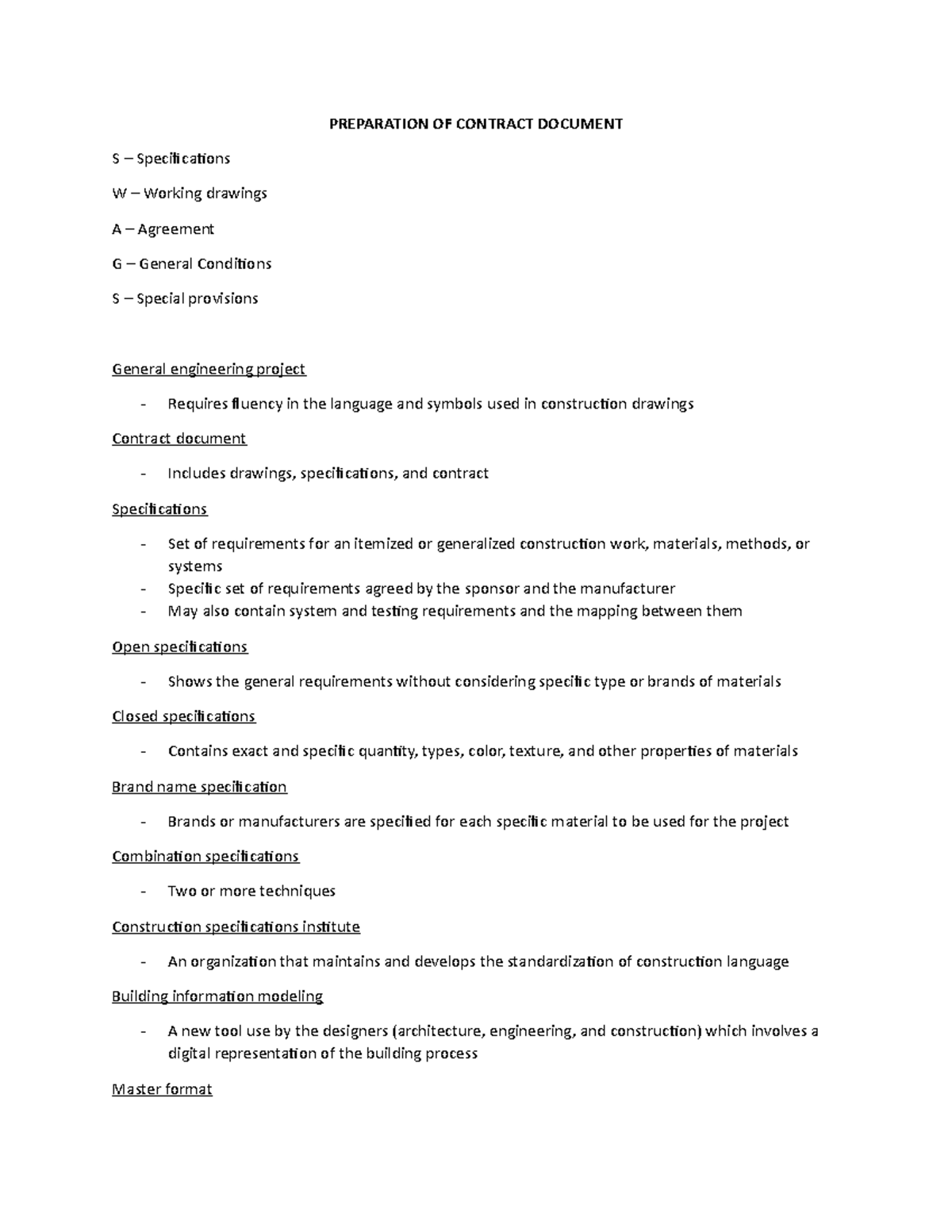 Preparation of Contract Document - PREPARATION OF CONTRACT DOCUMENT S ...