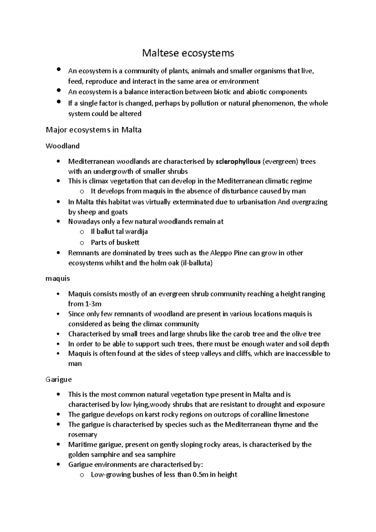 Maltese ecosystems - rwertwrt - Maltese ecosystems An ecosystem is a ...