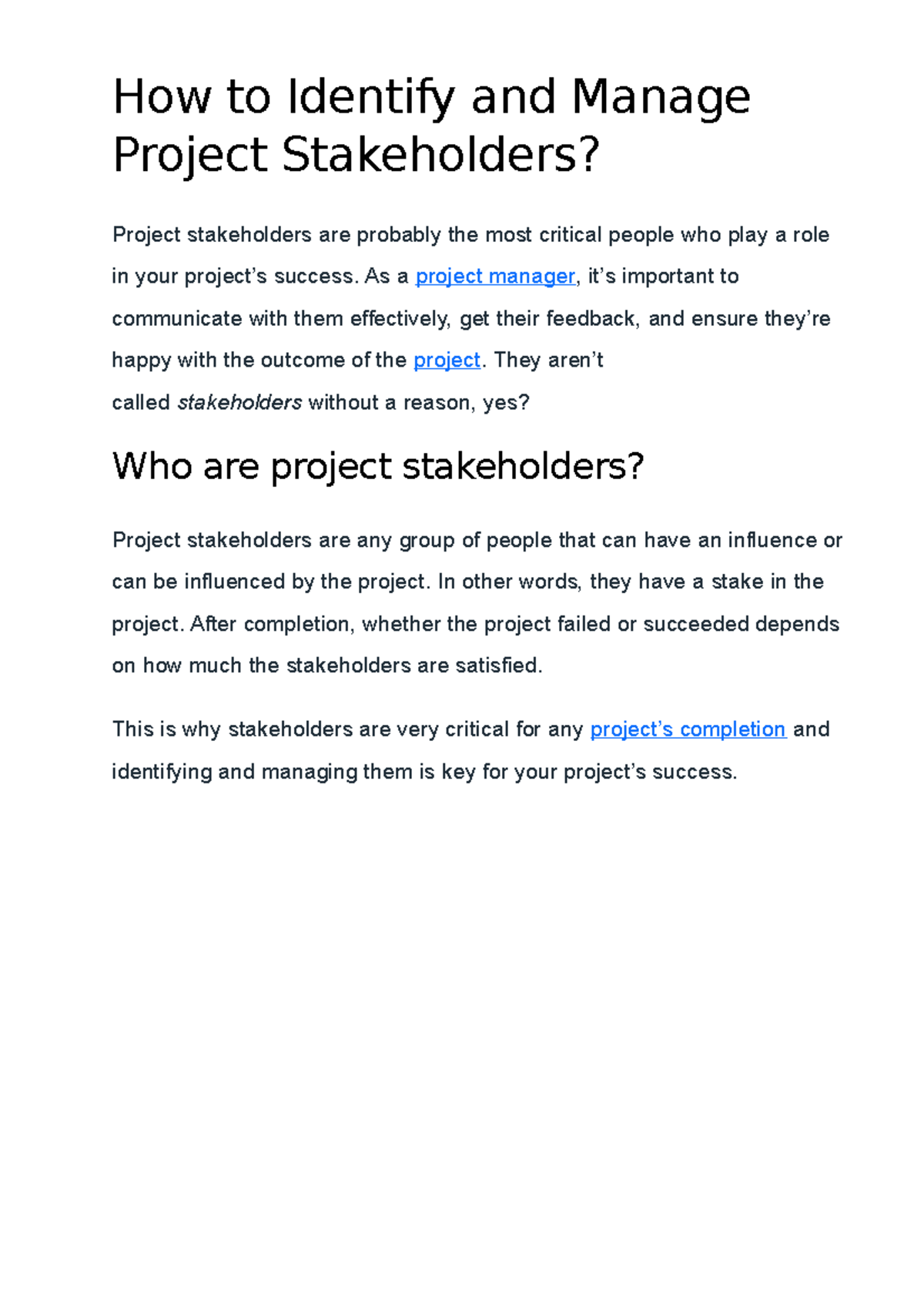 How to Identify and Manage Project Stakeholders - How to Identify and ...