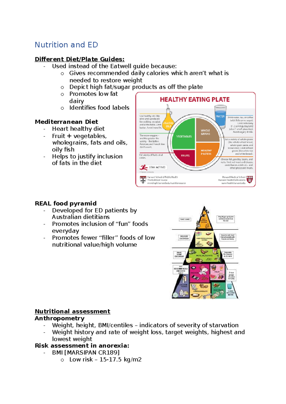 Nutrition and ED - lecture notes - Nutrition and ED Different Diet ...