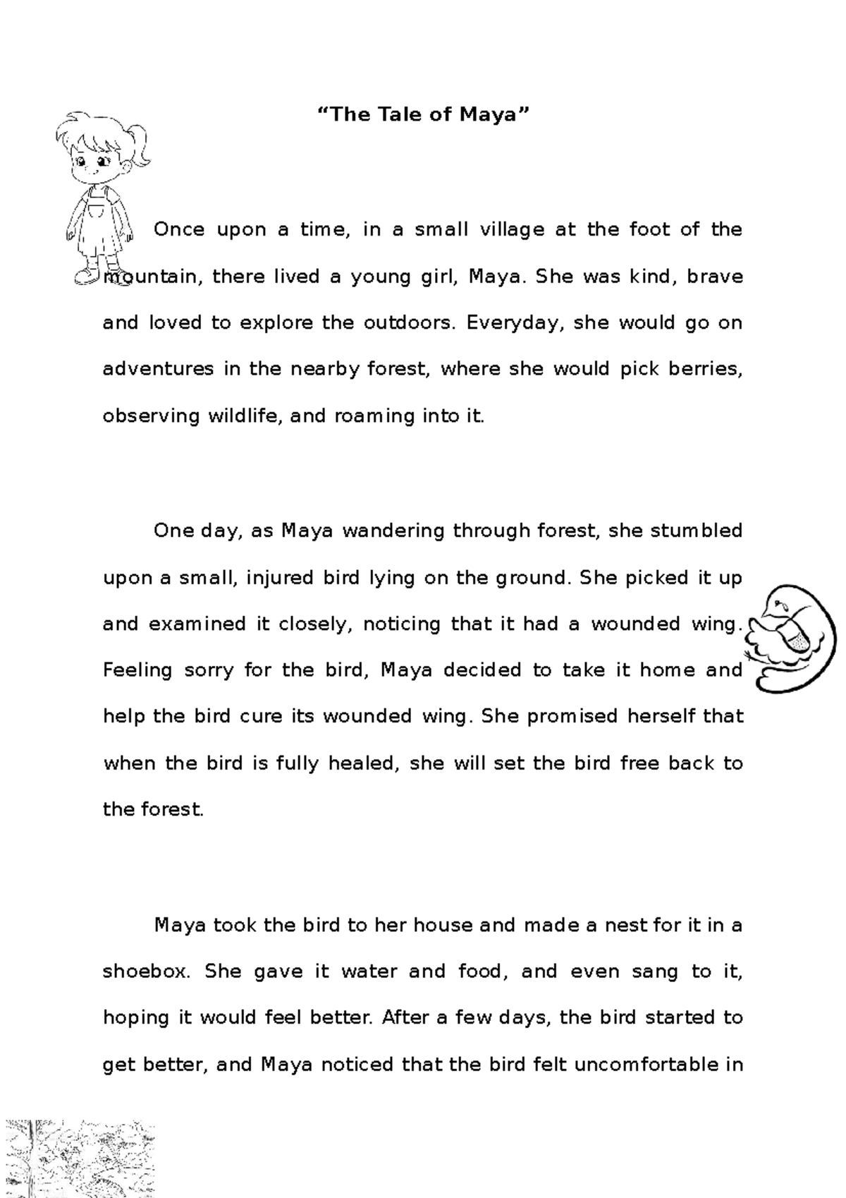 The Tale of Maya - answers - “The Tale of Maya” Once upon a time, in a ...