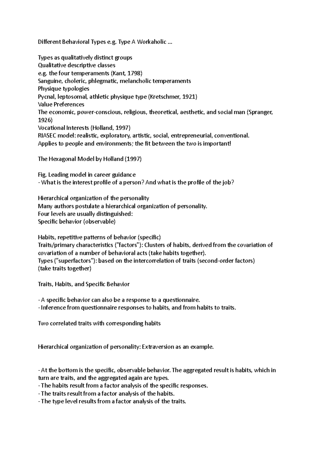 Different Behavioral Types e - Type A Workaholic ... Types as ...