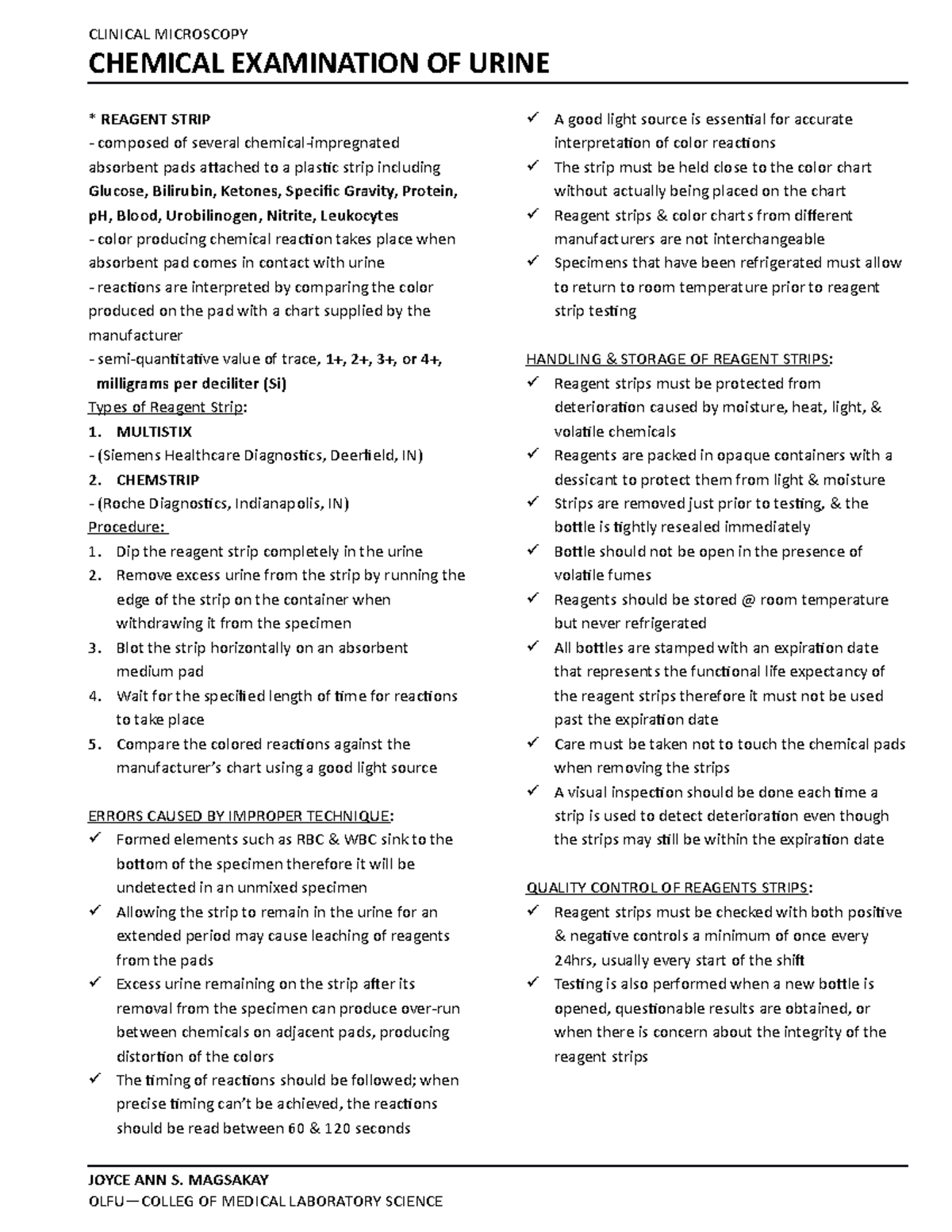 4. Chemical Exam of Urine - CLINICAL MICROSCOPY CHEMICAL EXAMINATION OF ...