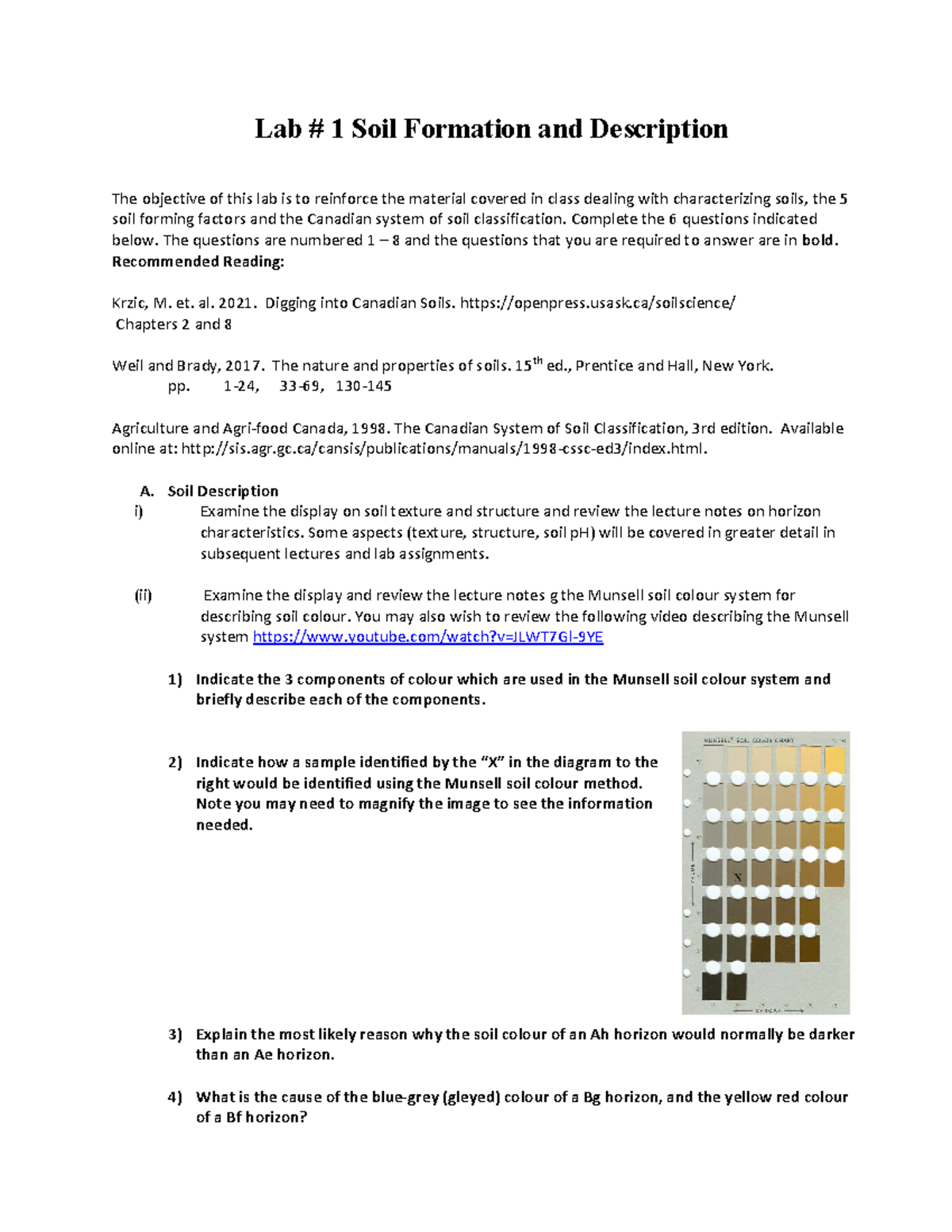 Lab 1 soil formation and classification 2024 - Lab # 1 Soil Formation ...