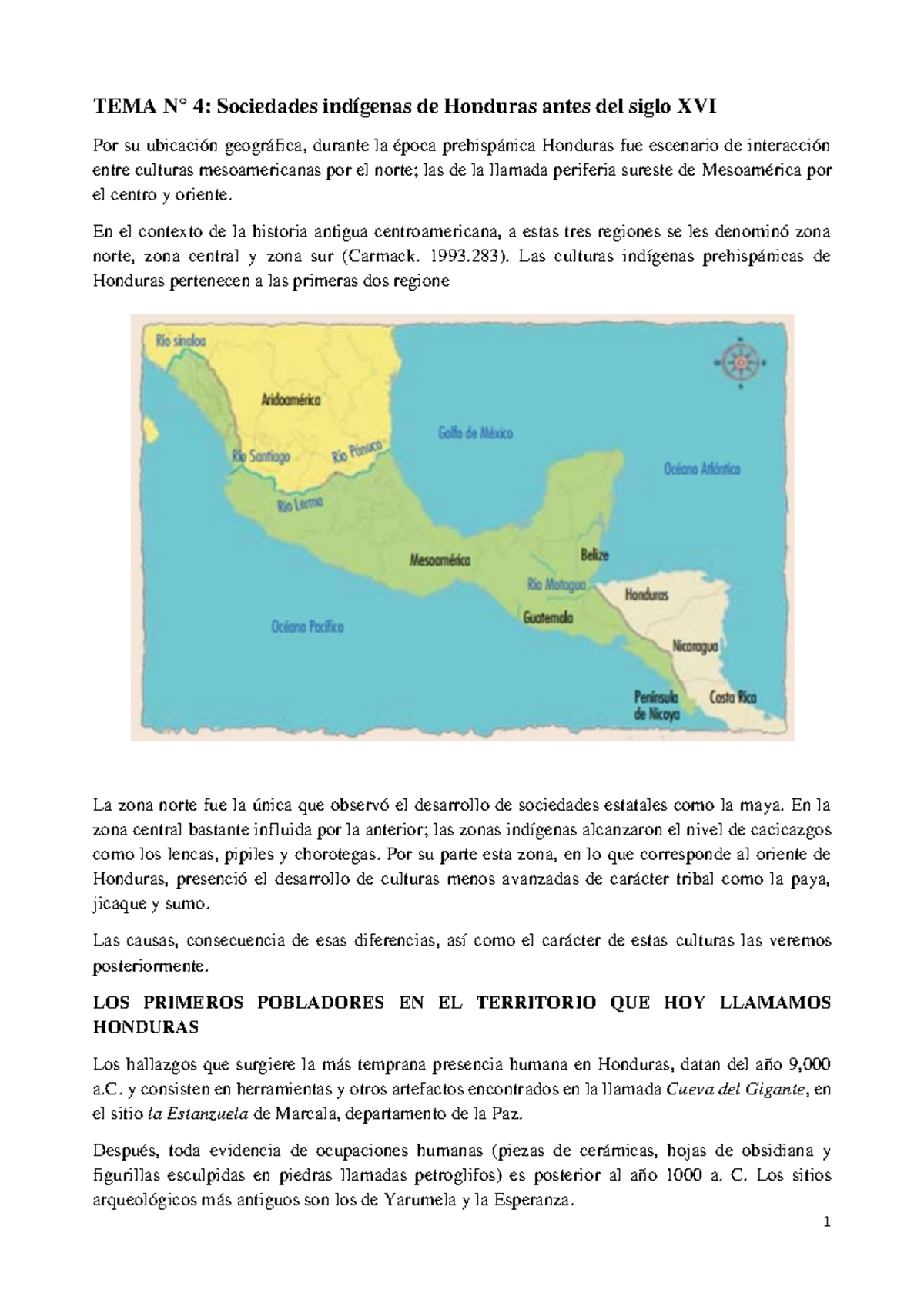 TEMA N° 4 LAS Sociedades Indígenas DE Honduras Antes DEL Siglo XVI ...