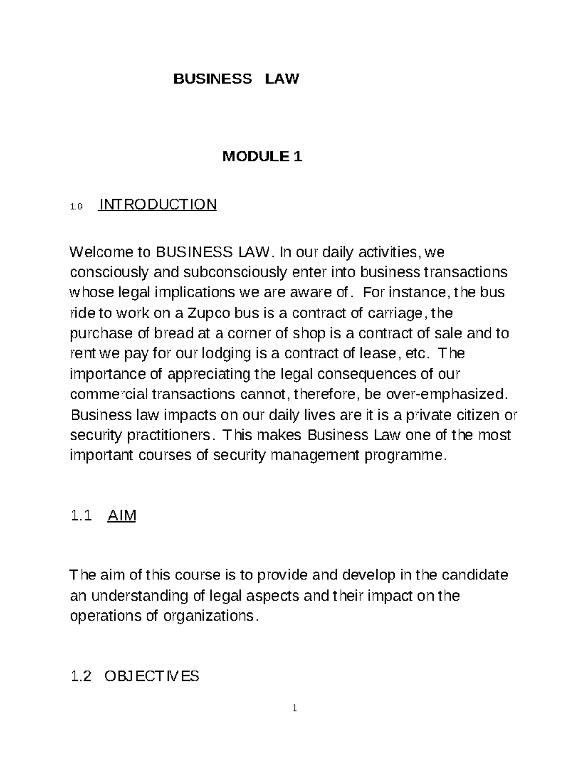 696344972-Bampton - notes - BUSINESS LAW MODULE 1 1 INTRODUCTION ...