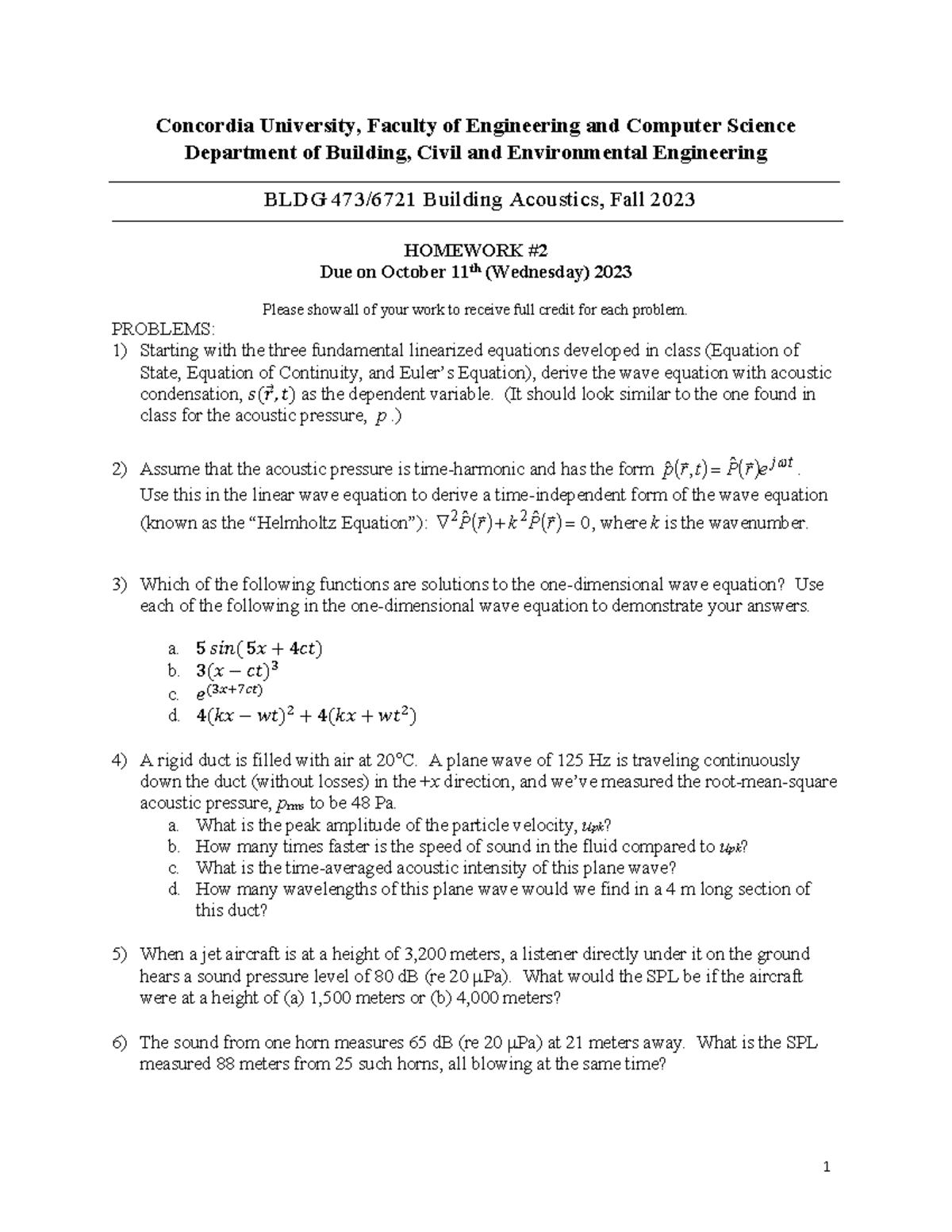 HW2 - Second Assignment of the course - 1 Concordia University, Faculty of Engineering and ...