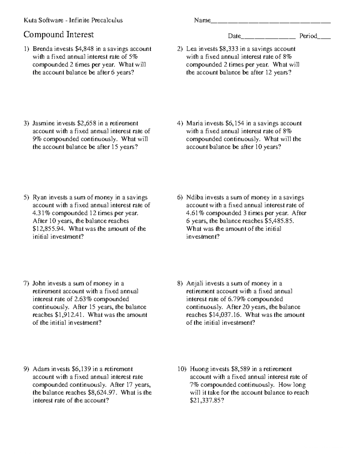 Compound Interest With Answers J L 2 V 0 I 1 6 N UKrumttap ISvo