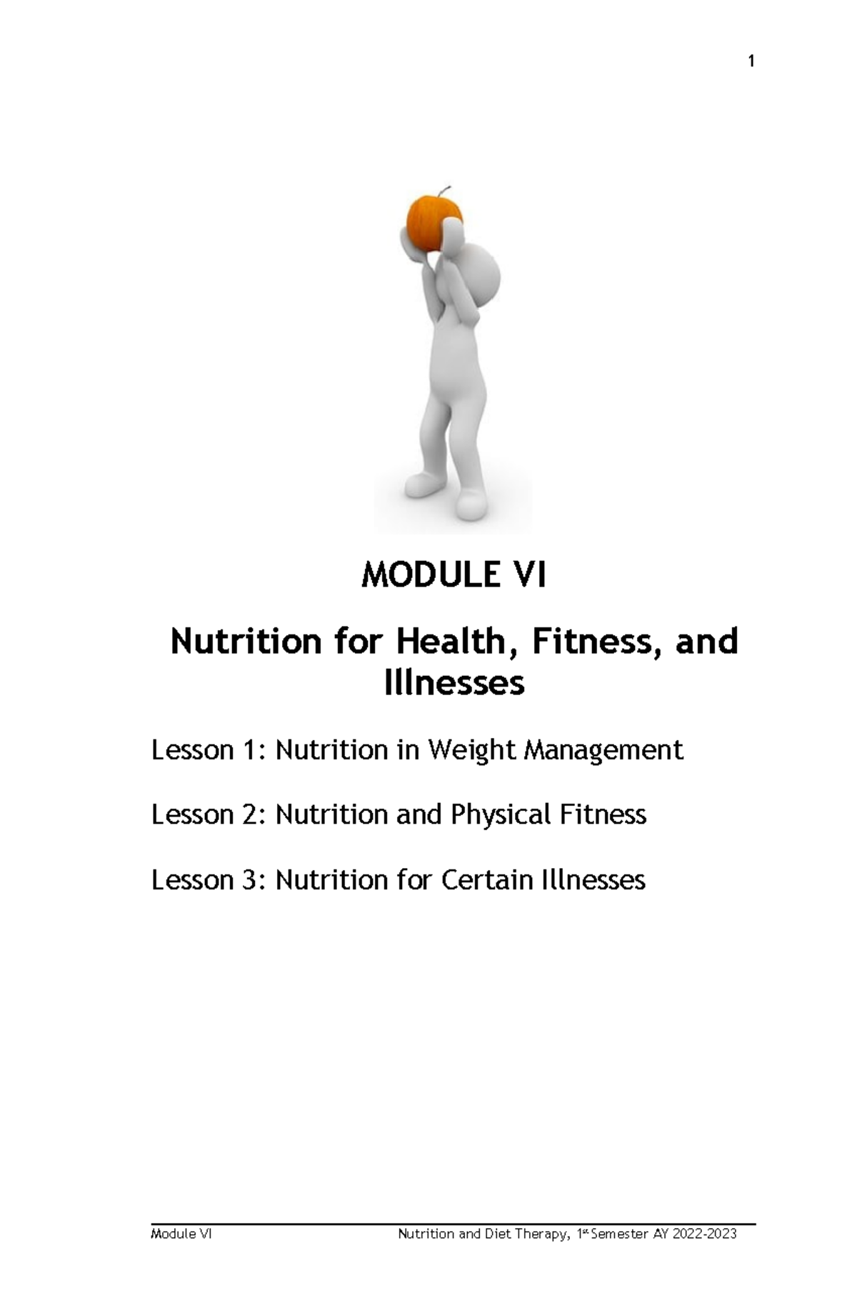 Module VI Nutrition for Health, Fitness, and Illnesses - Module VI ...