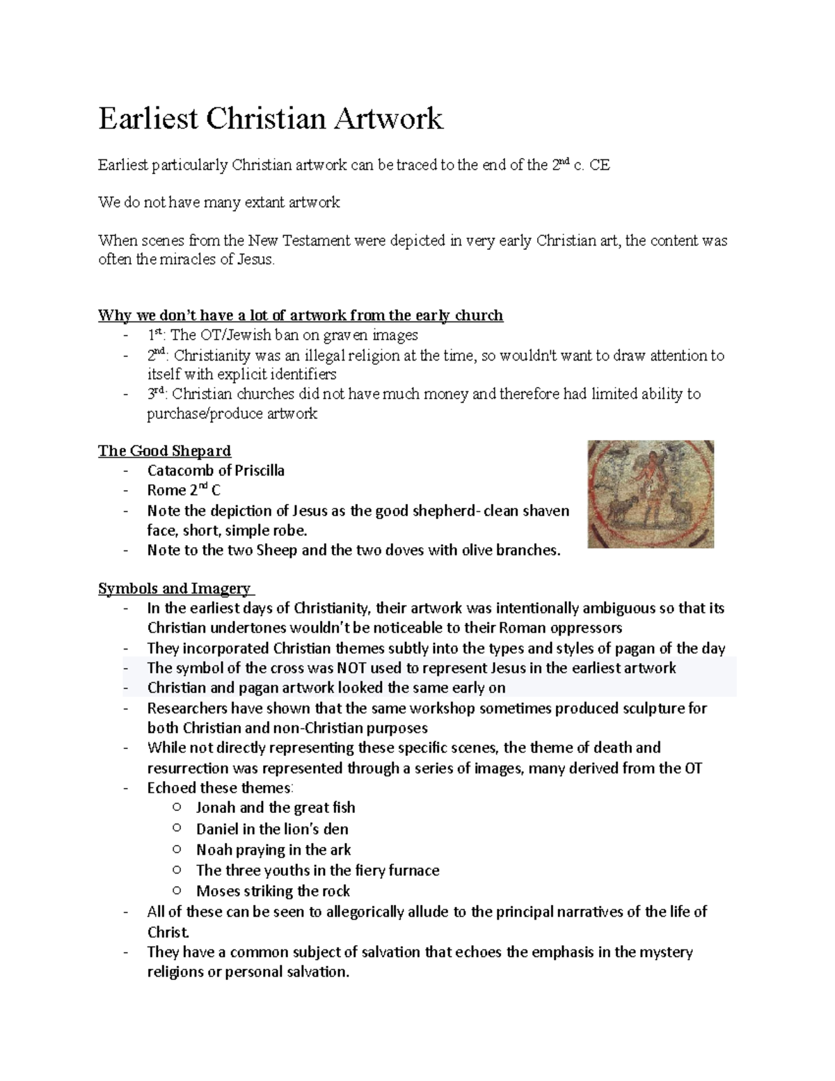 Christian Heritage Unit 1 Earliest Christian Artwork - Earliest ...