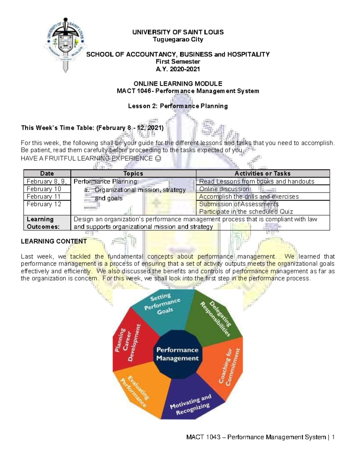 MACT 1043 Lesson 2 - Lecture notes 2 - UNIVERSITY OF SAINT LOUIS ...