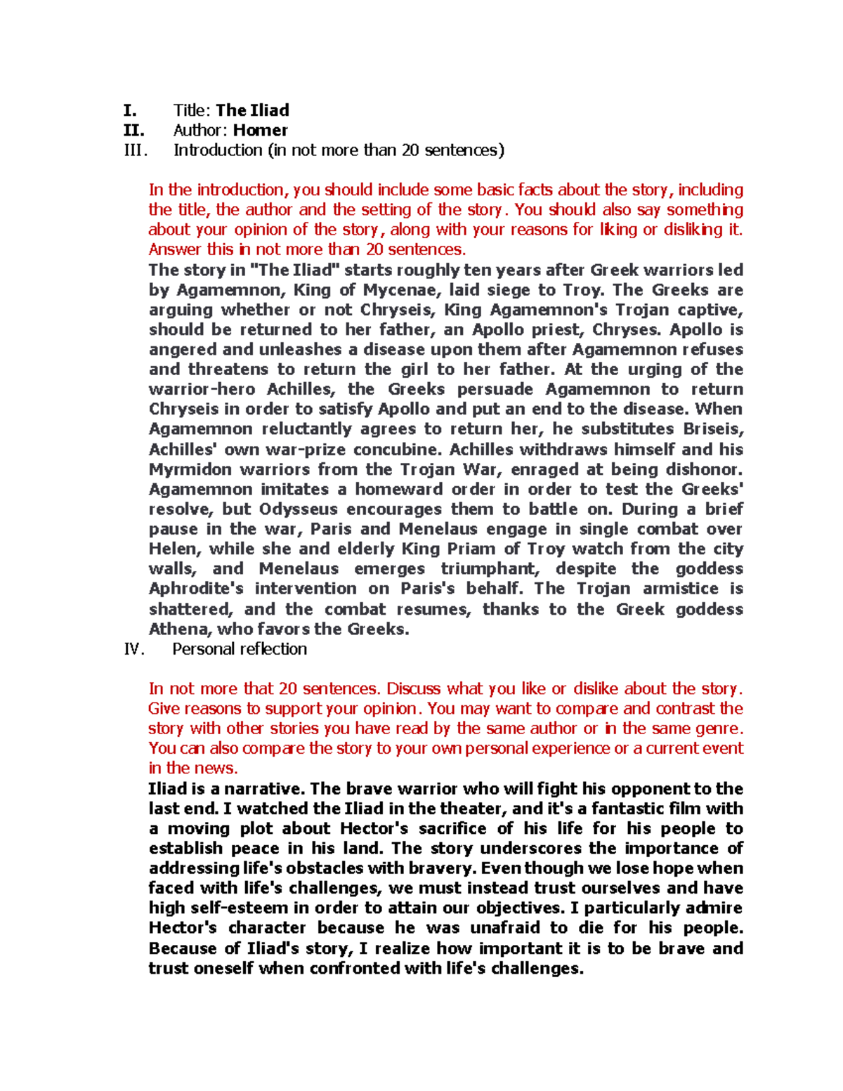 The Iliad - World Literature Activities we do in our class. It is an ...