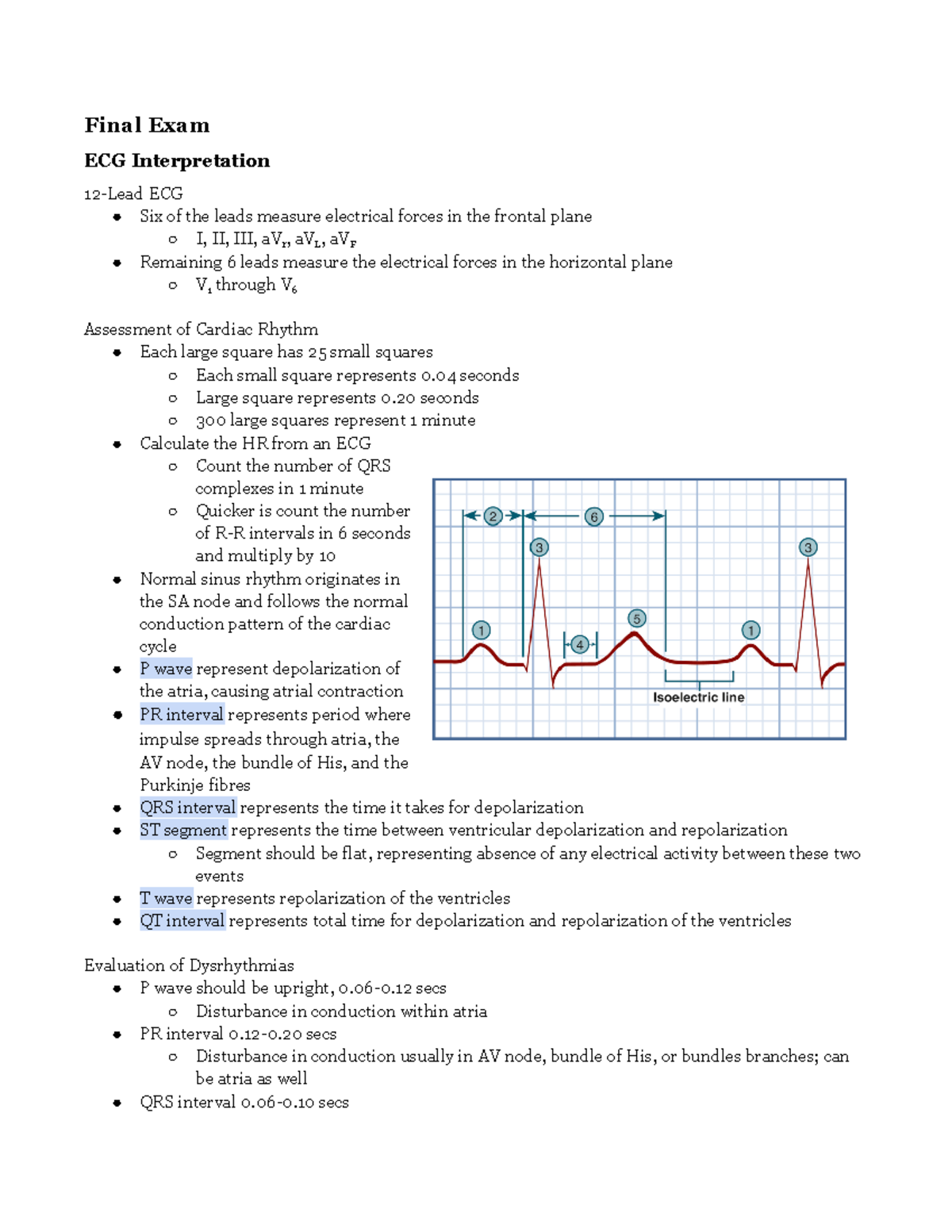 Complex Notes for Final Exam - Final Exam ECG Interpretation 12-Lead ...