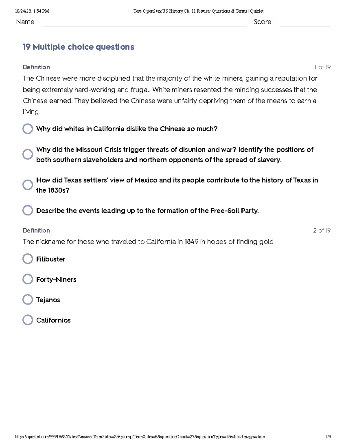 Test Open Stax US History Ch. 11 Review Questions & Terms Quizlet ...