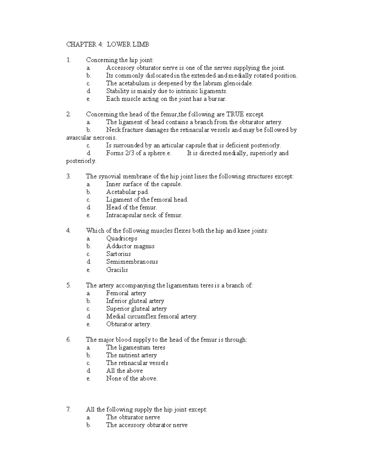 Teach yourself lower limb - CHAPTER 4: LOWER LIMB Concerning the hip ...