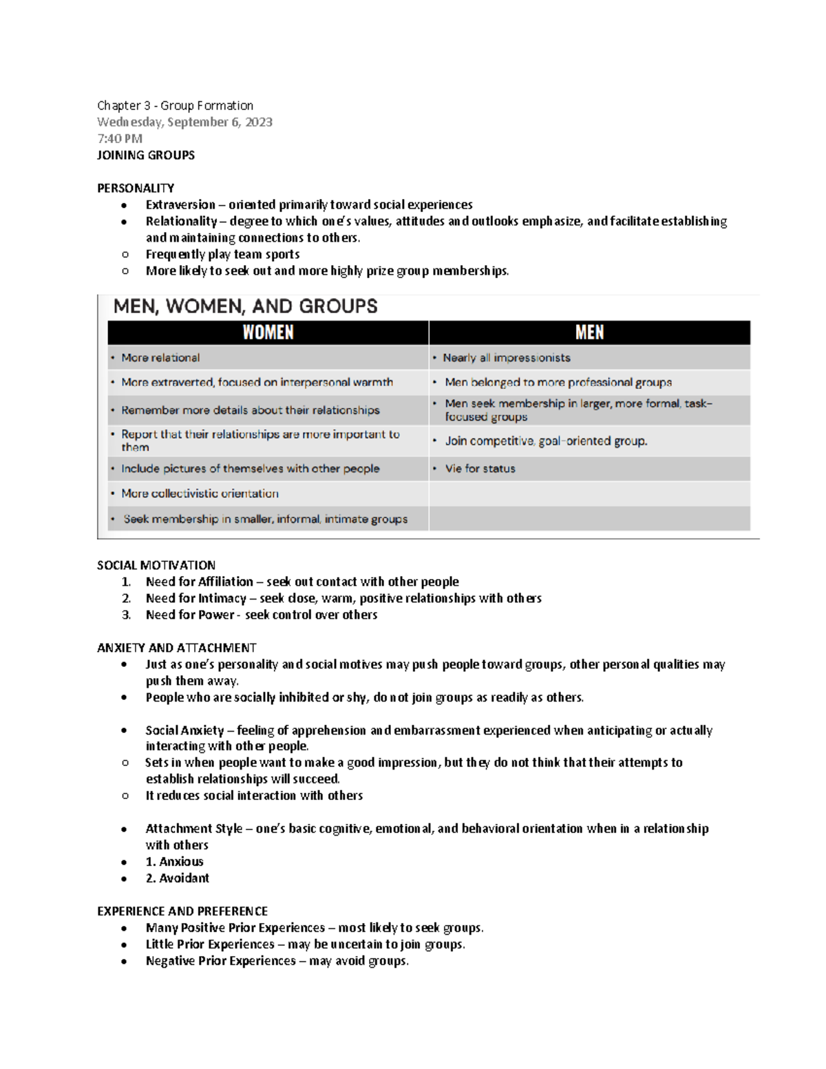 Chapter 3 - Group Formation - Chapter 3 - Group Formation Wednesday ...