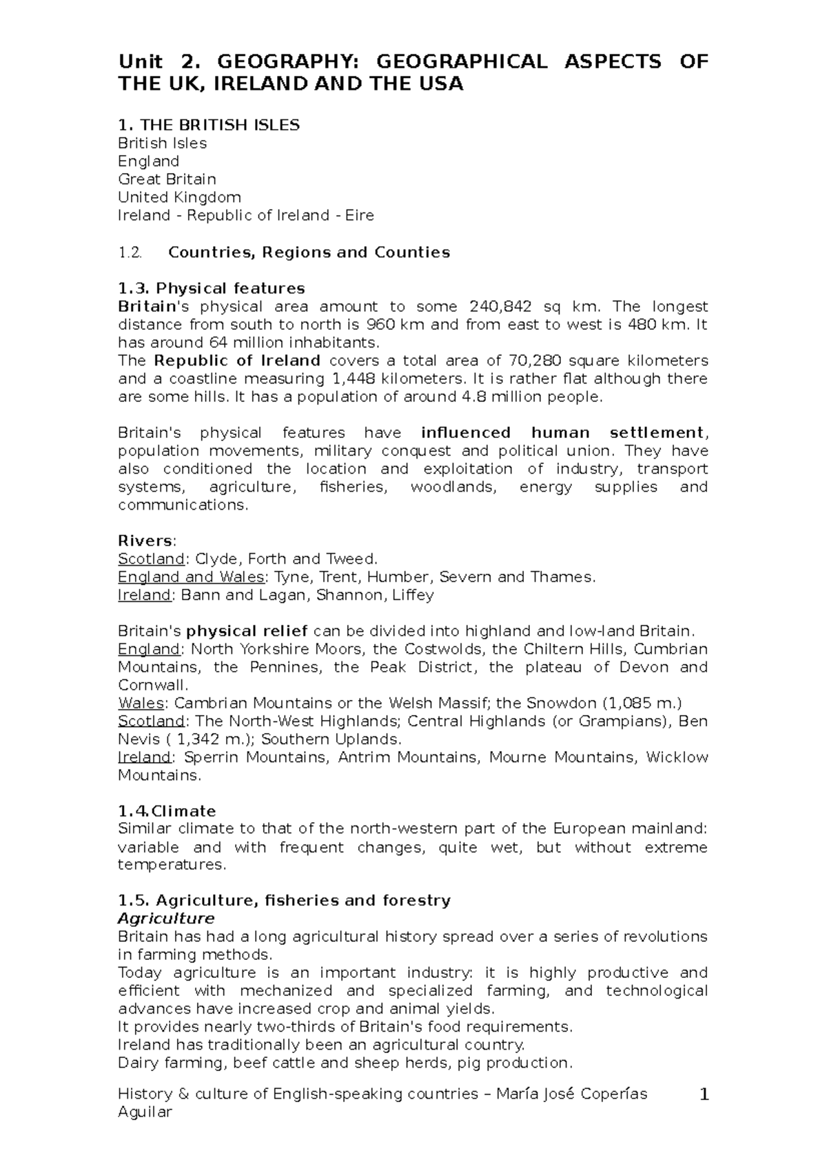 02 Geography: introduction Great Britain/ USA - Unit 2. GEOGRAPHY ...