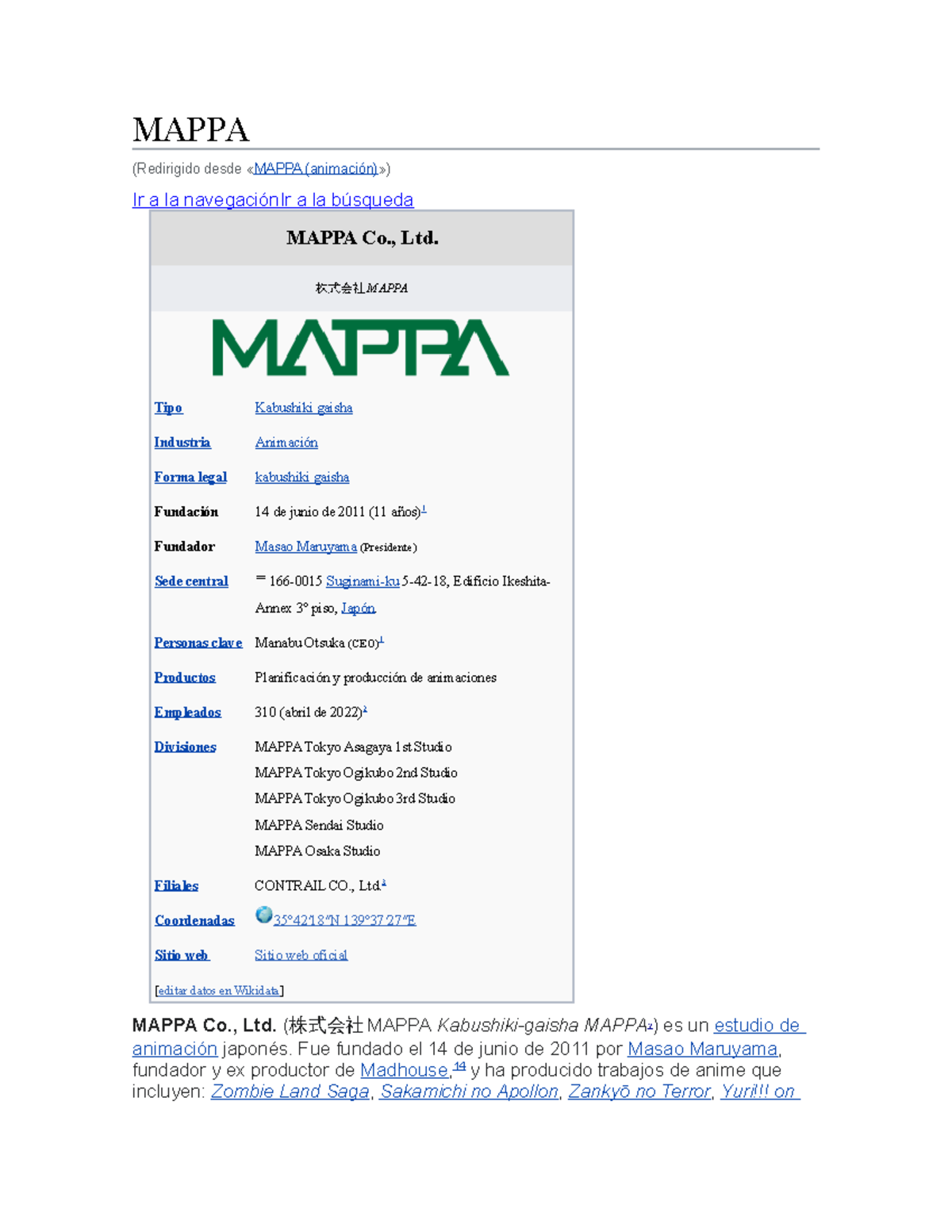 Mappa - studio anime - MAPPA (Redirigido desde «MAPPA (animación)») Ir ...