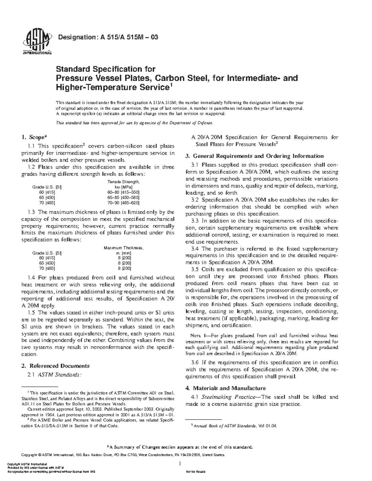 ASTM A 515 - NORMA ASNT - Designation: A 515/A 515M – 03 Standard ...